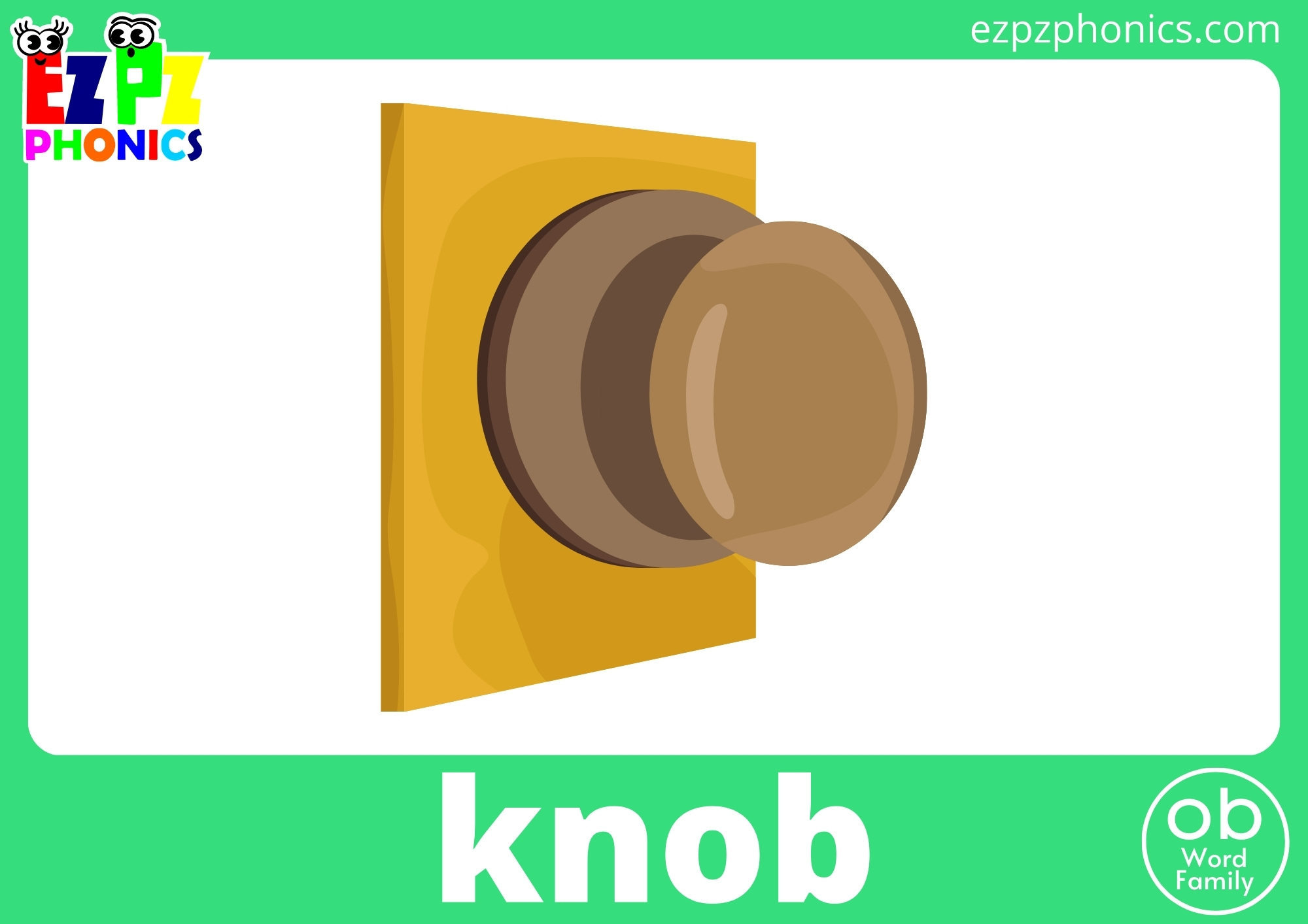 OB Word Family Full Page Flashcards With Words Free PDF Download or ...