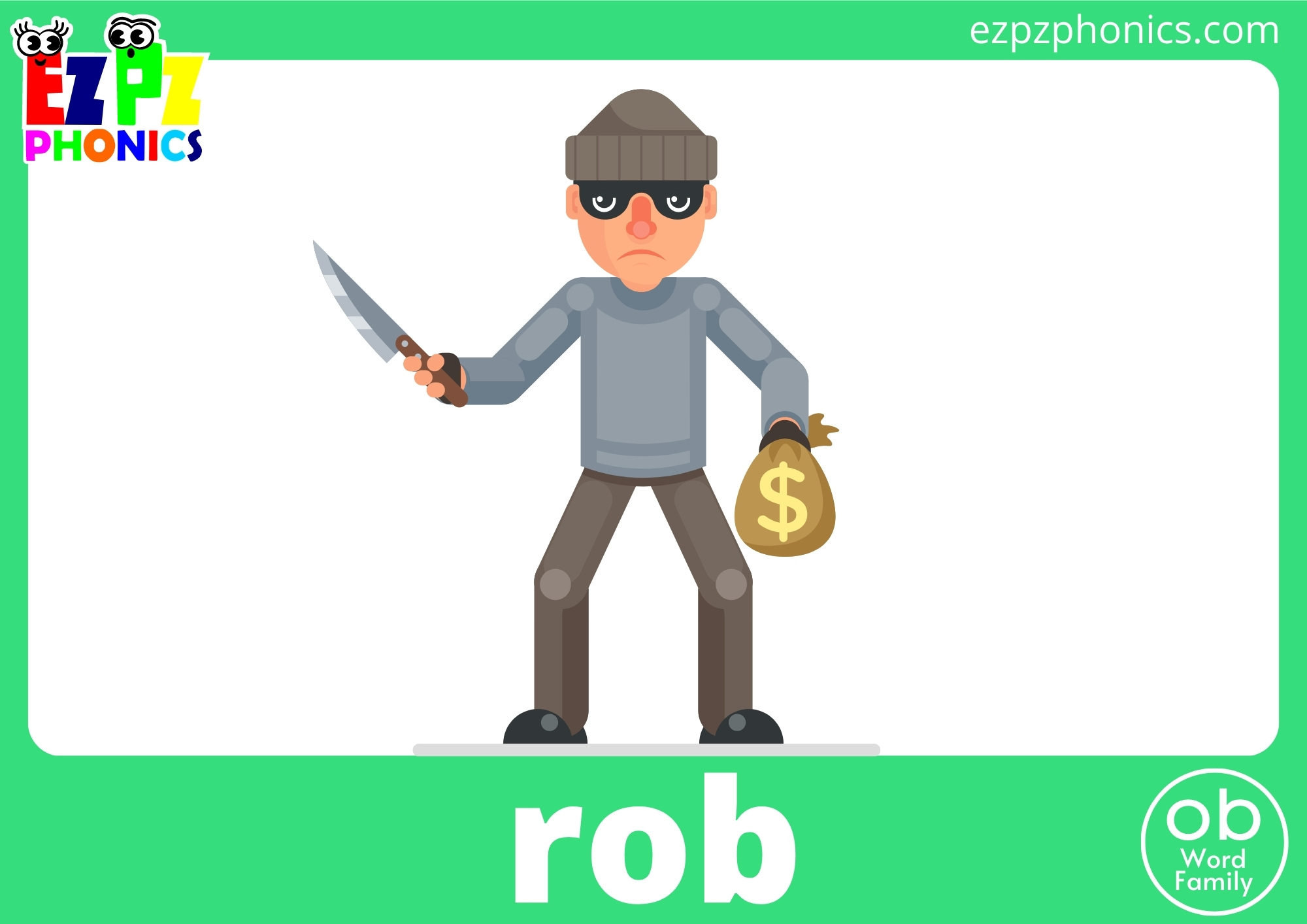 OB Word Family Full Page Flashcards With Words Free PDF Download or ...