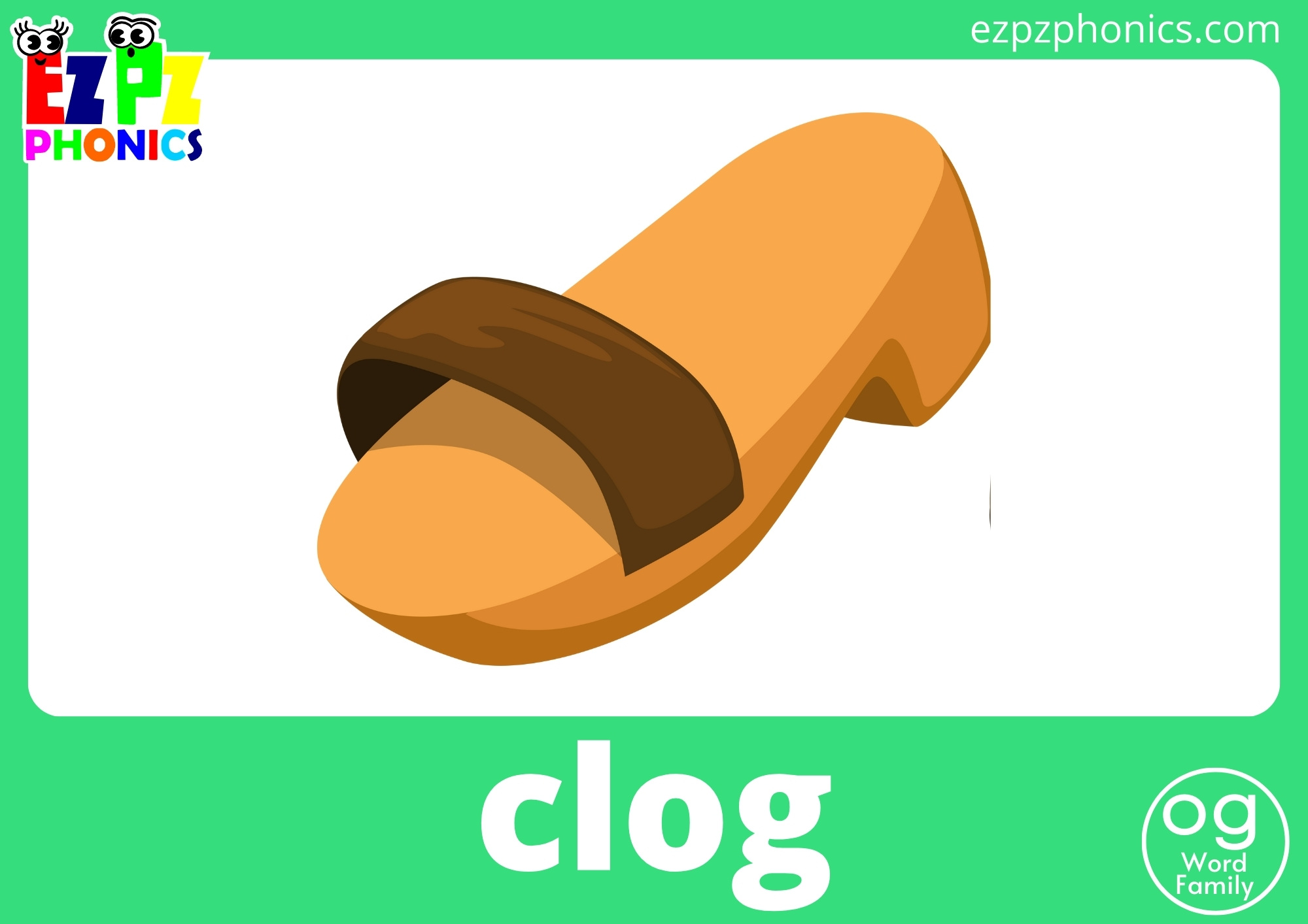 OG Word Family Full Page Flashcards With Words Phonics Letter Sounds ...