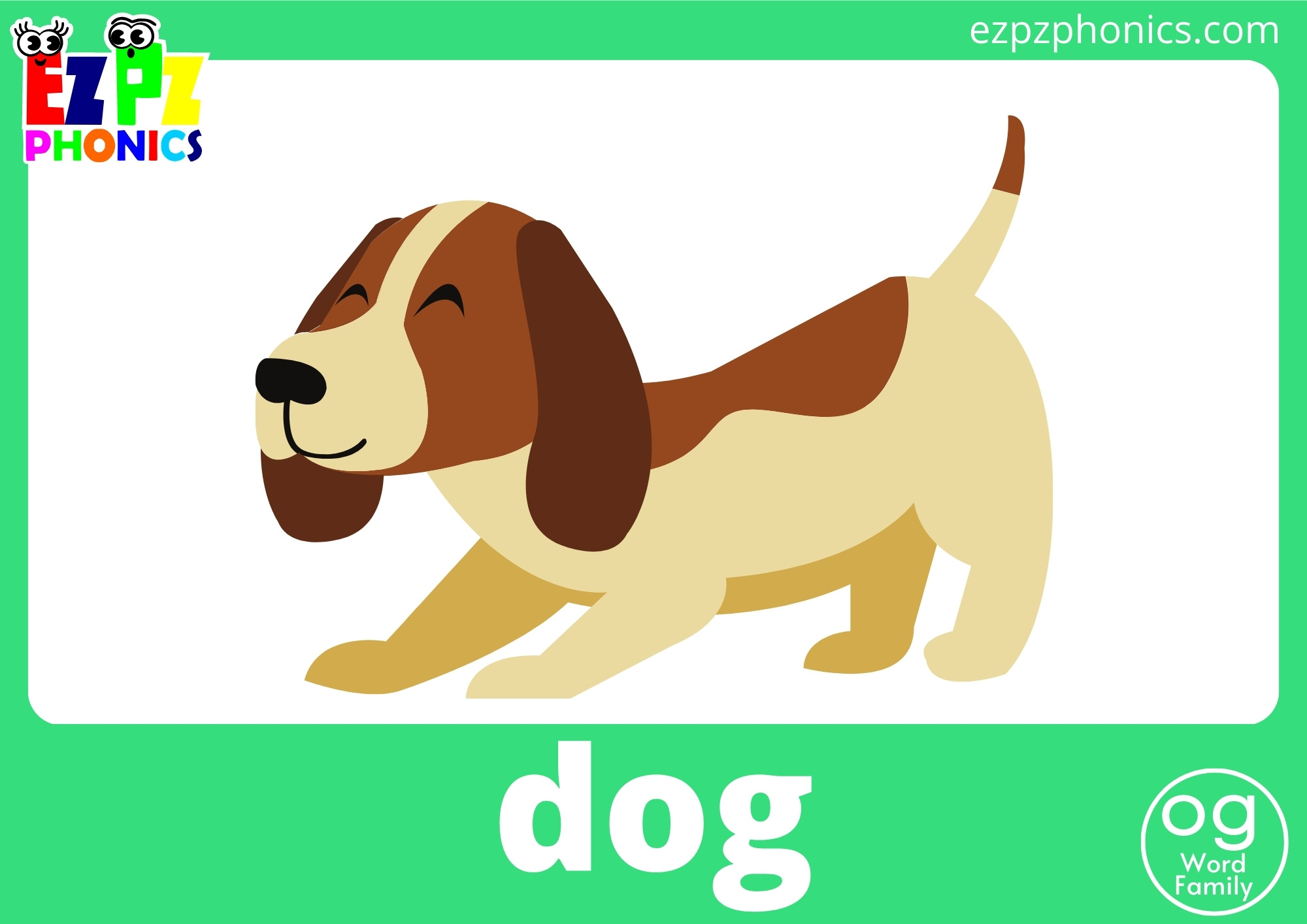 OG Word Family Full Page Flashcards With Words Phonics Letter Sounds ...