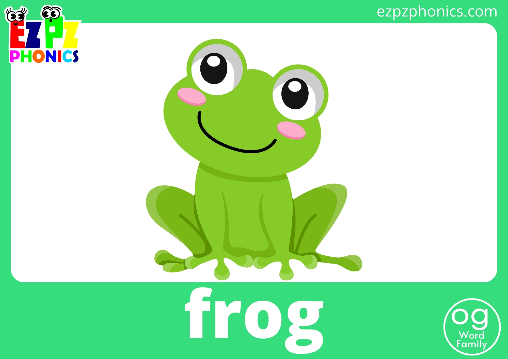 OG Word Family Full Page Flashcards With Words Phonics Letter Sounds ...