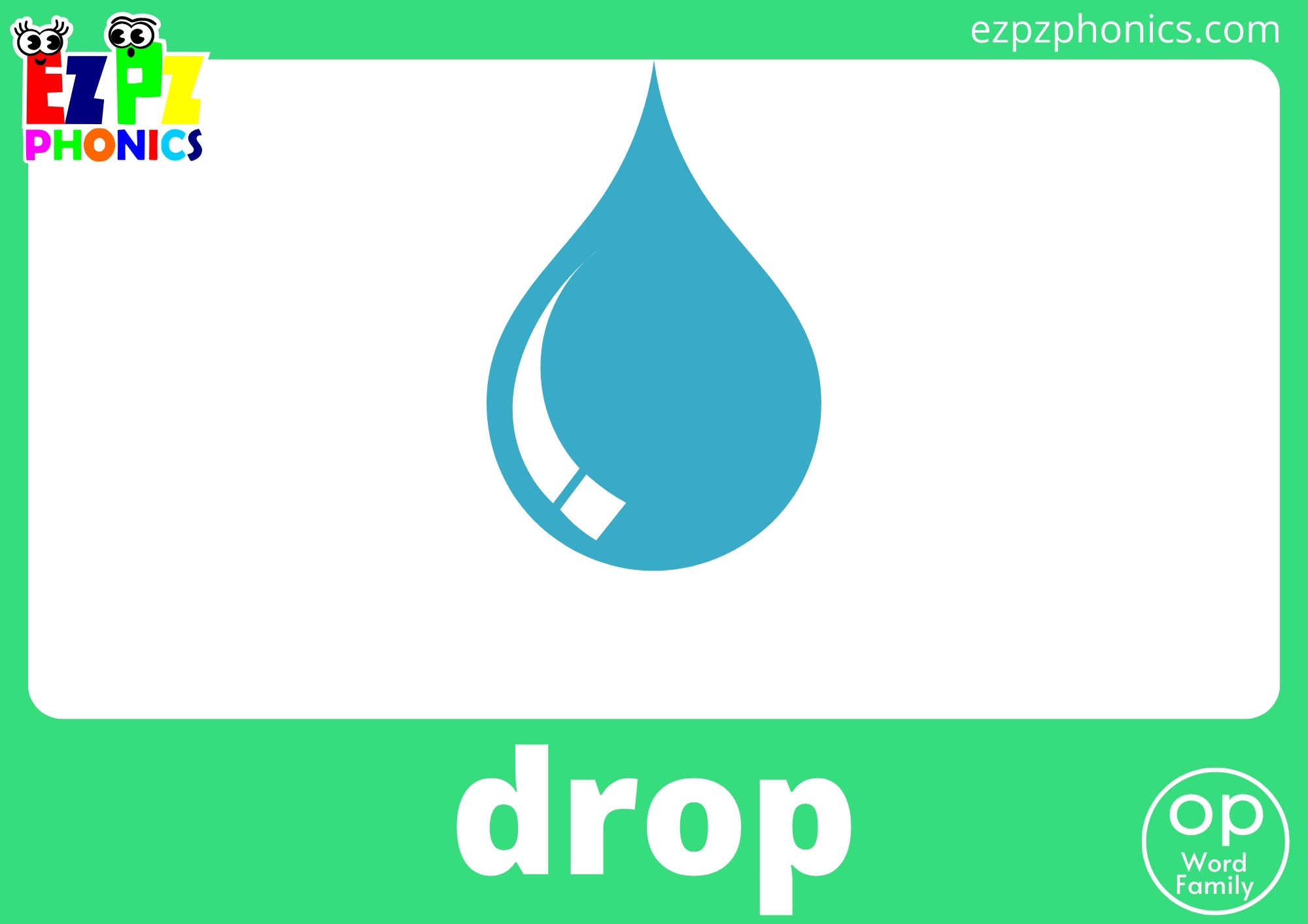 OP Word Family Full Page Flashcards With Words Phonics Letter Sounds ...
