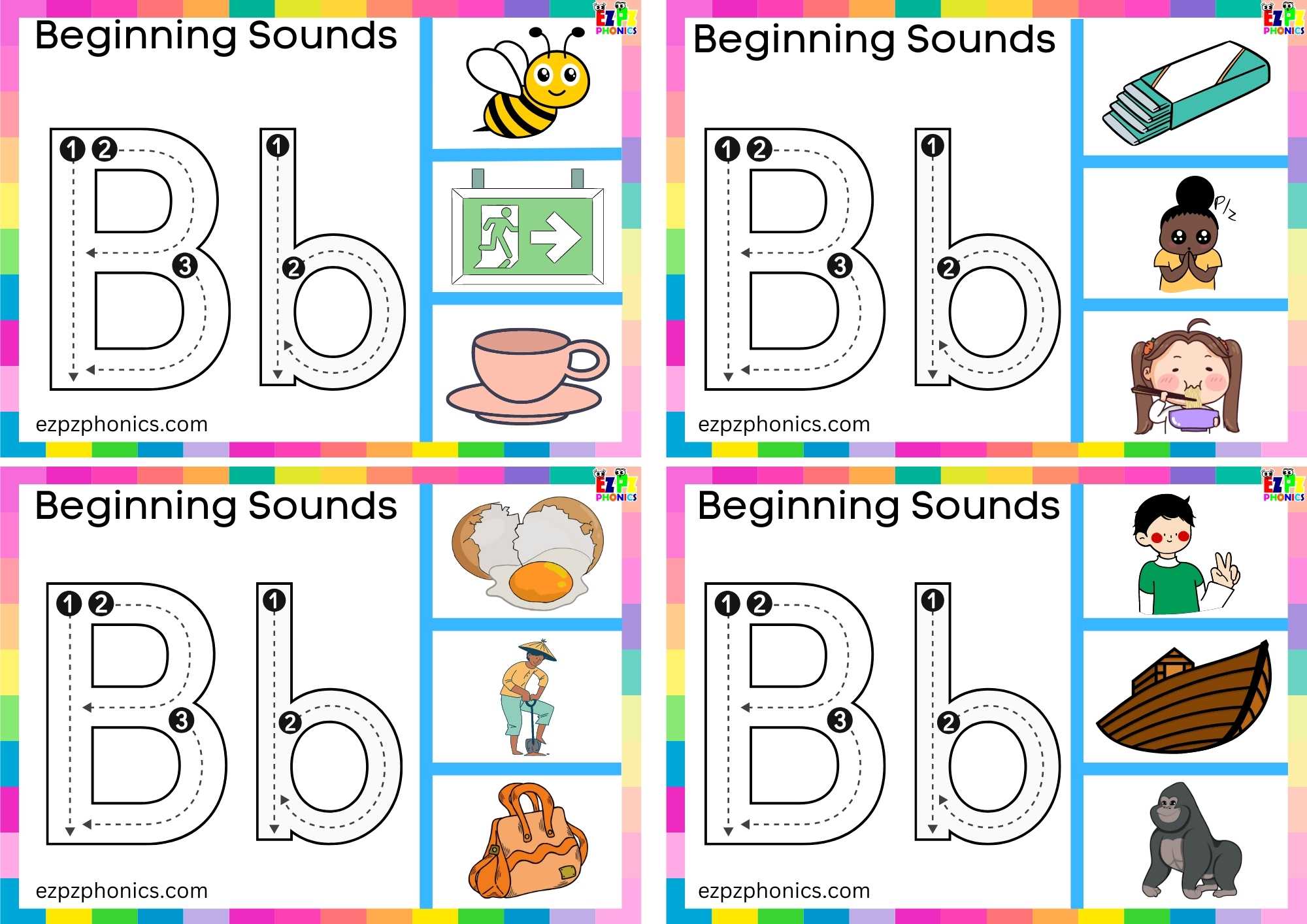 Trace The Letter B And Clip The Image Clip Card 1 - ezpzphonics.com