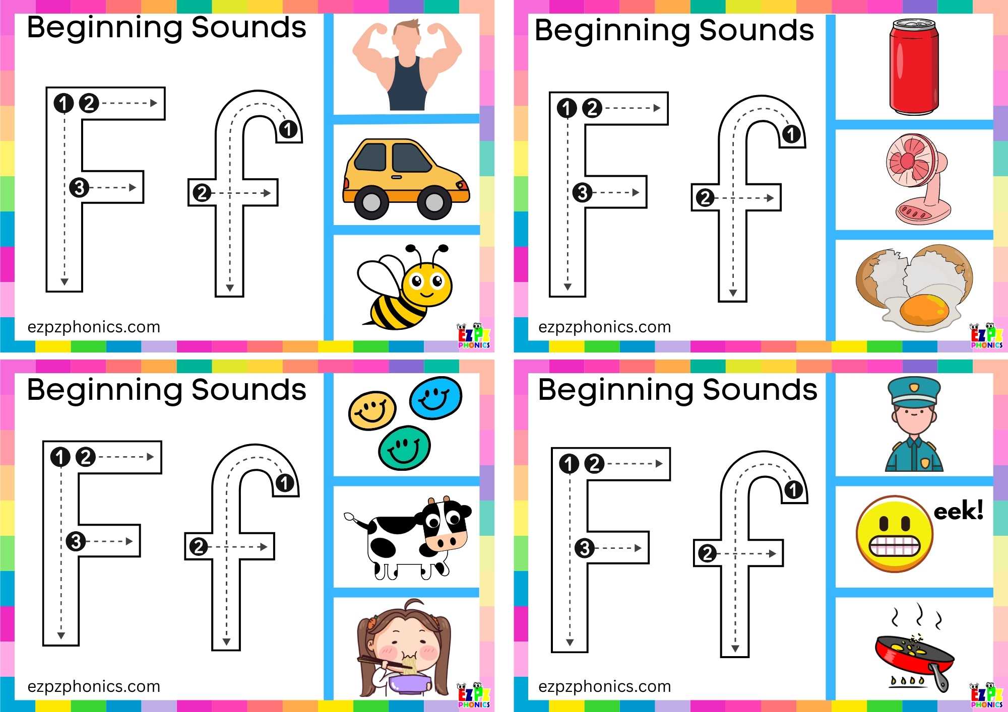 Trace The Letter F And Clip The Image Clip Card 2 - ezpzphonics.com