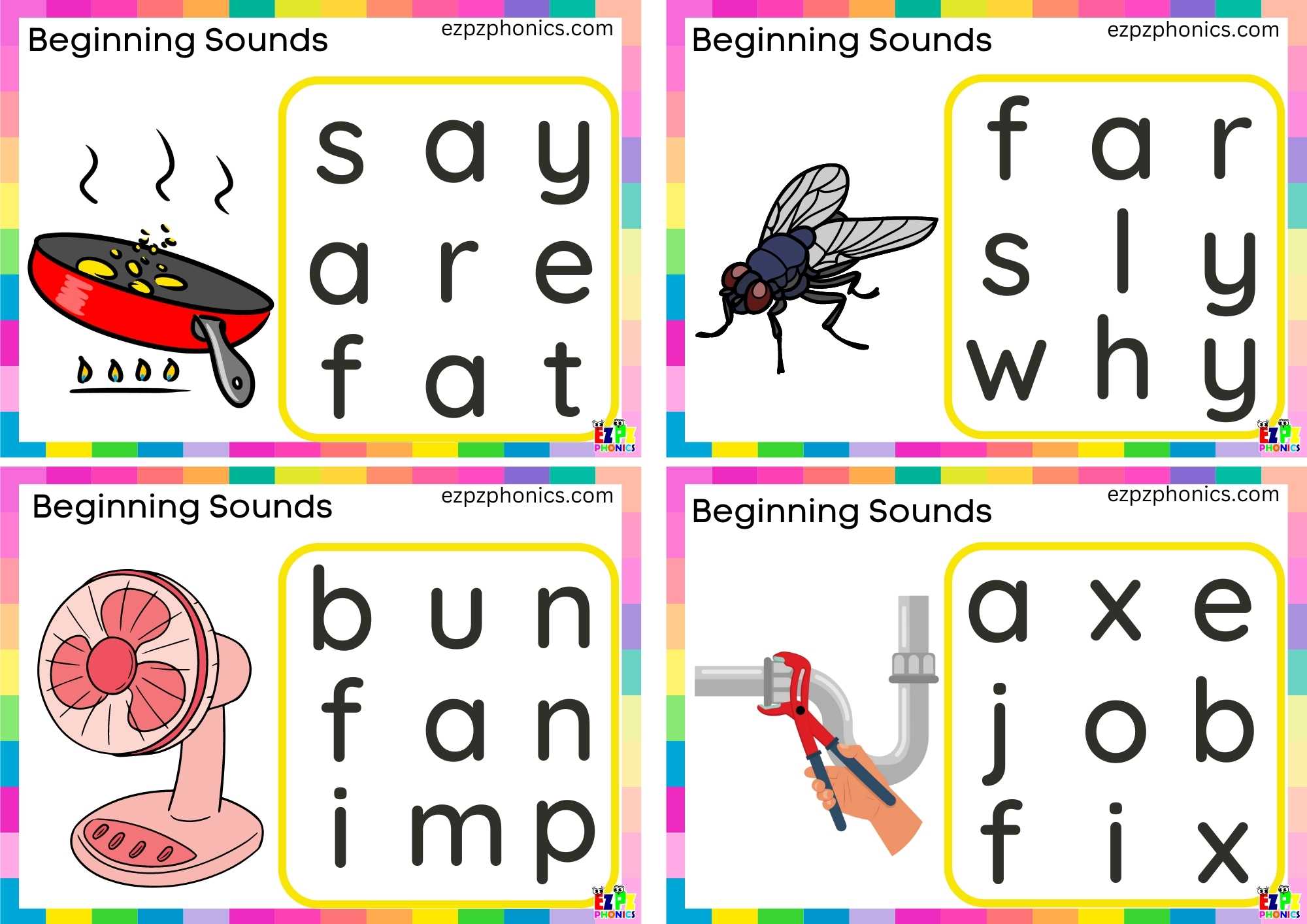 Letter F Word Search Card 2 - ezpzphonics.com