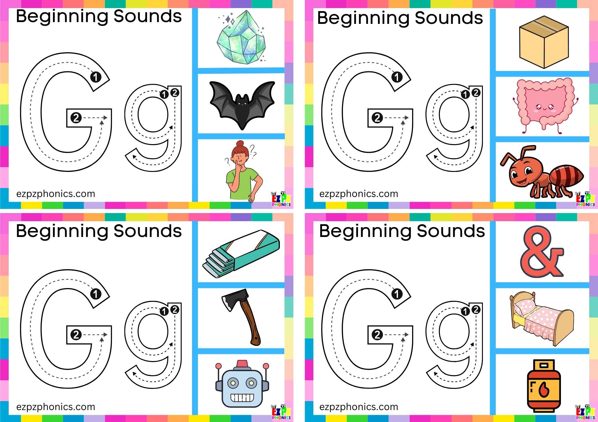 Trace The Letter G And Clip The Image Clip Card 1 - ezpzphonics.com