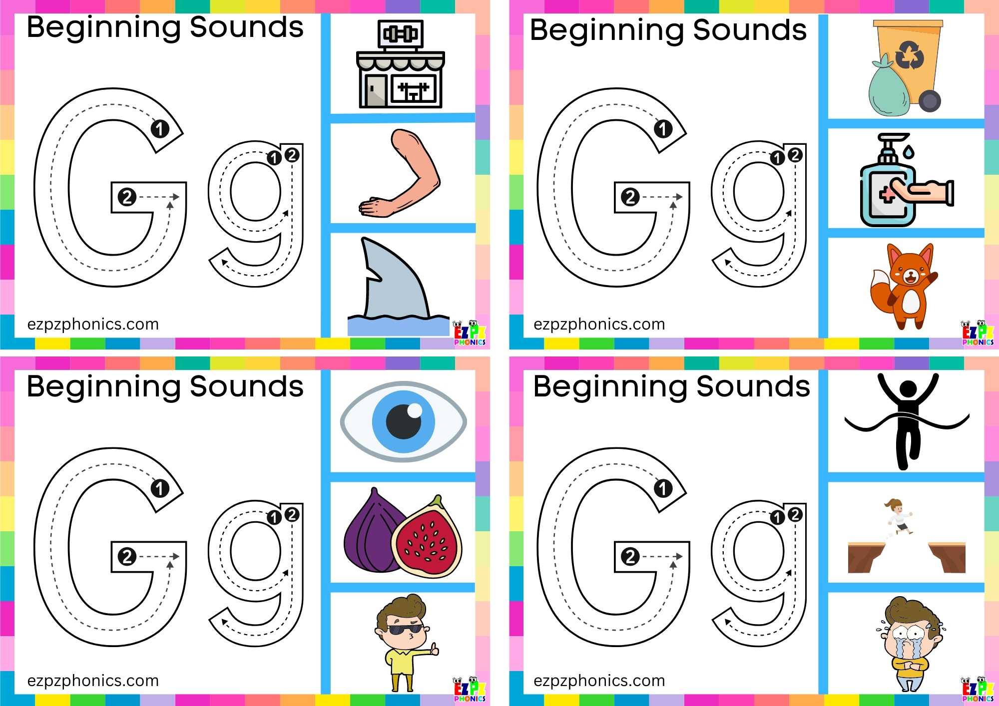 Trace The Letter G And Clip The Image Clip Card 2 - ezpzphonics.com