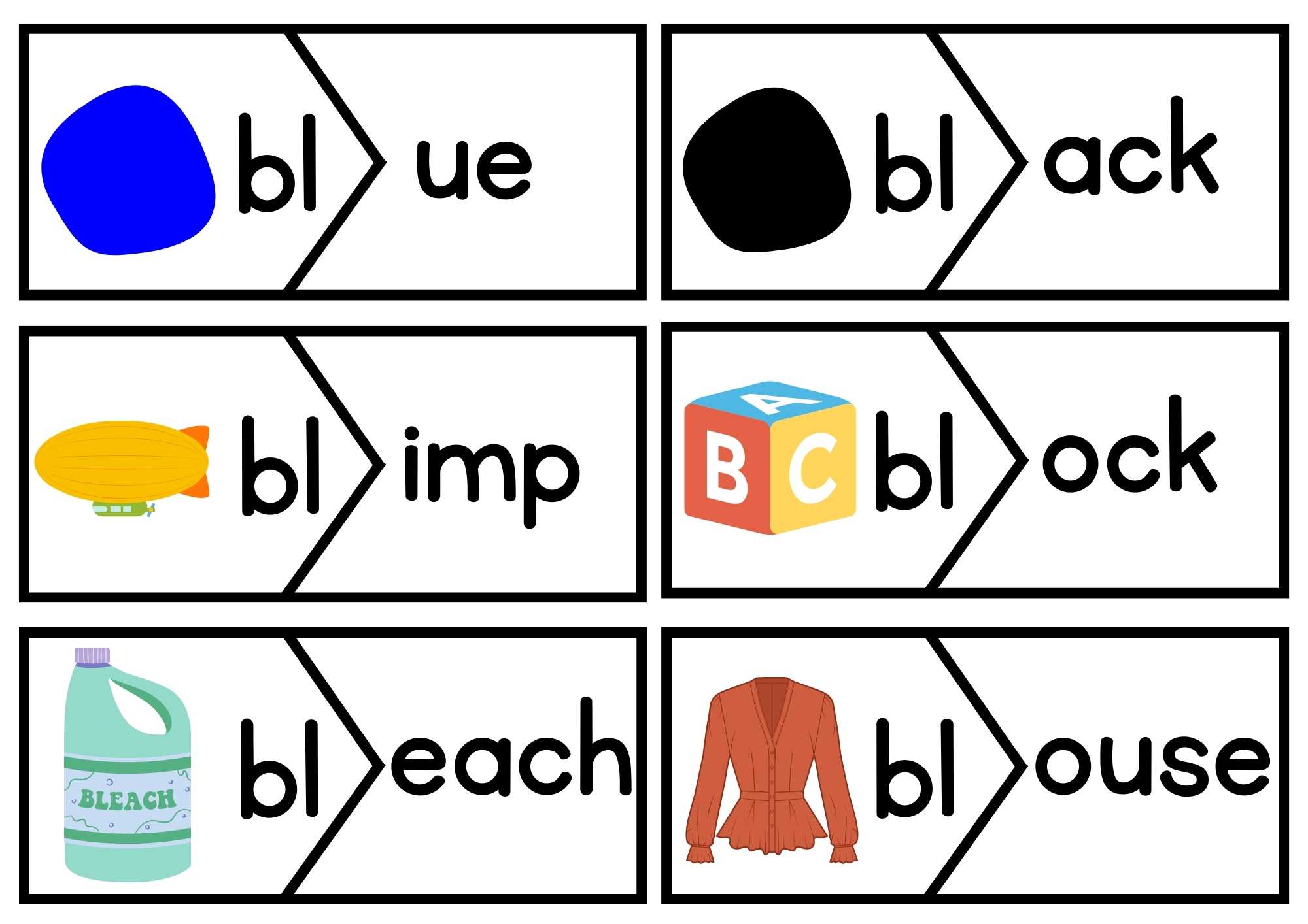 BL Beginning Blends Puzzle Match Phonics Set 1 - ezpzphonics.com