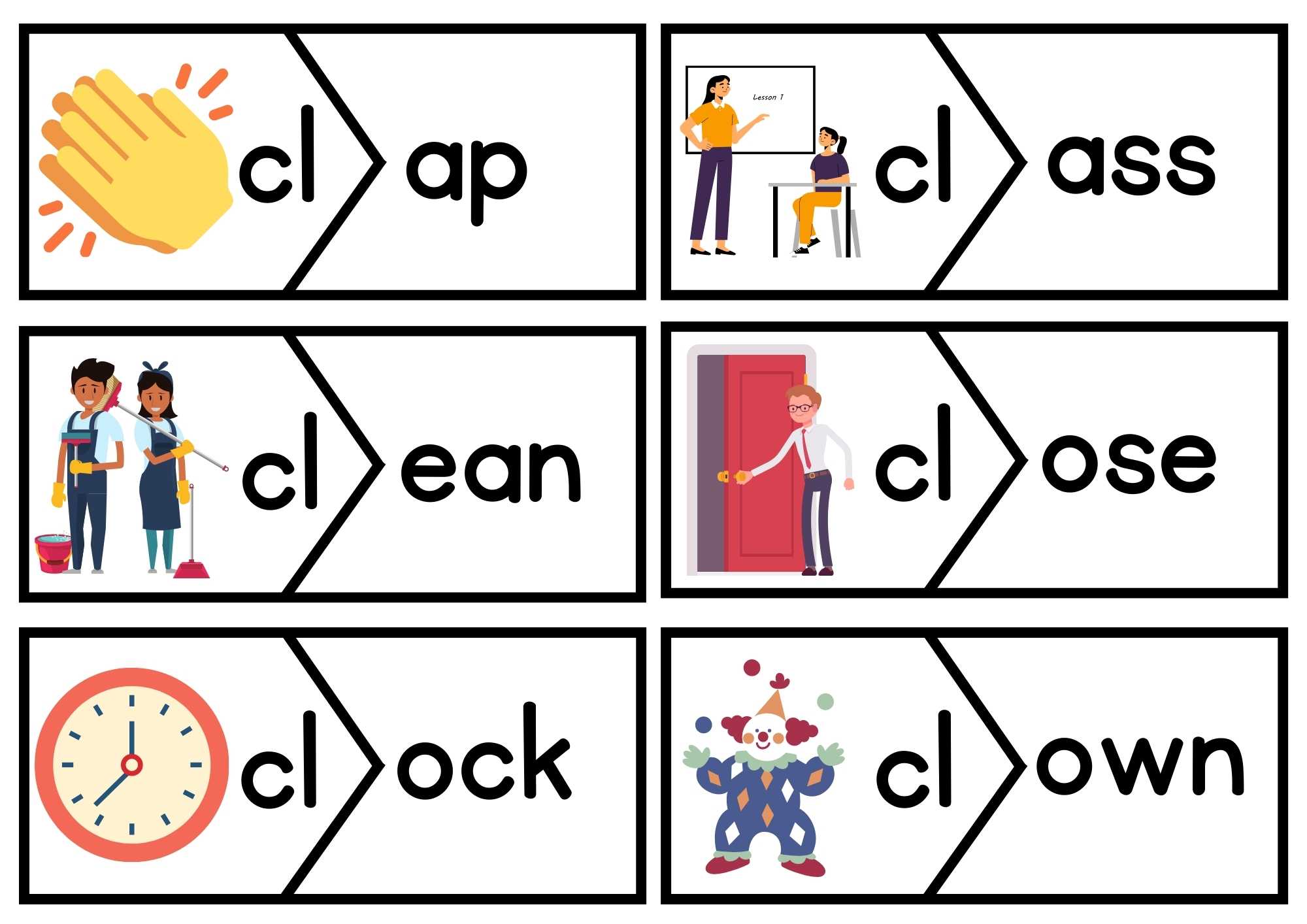 CL Beginning Blends Puzzle Match Phonics Set 1 - ezpzphonics.com
