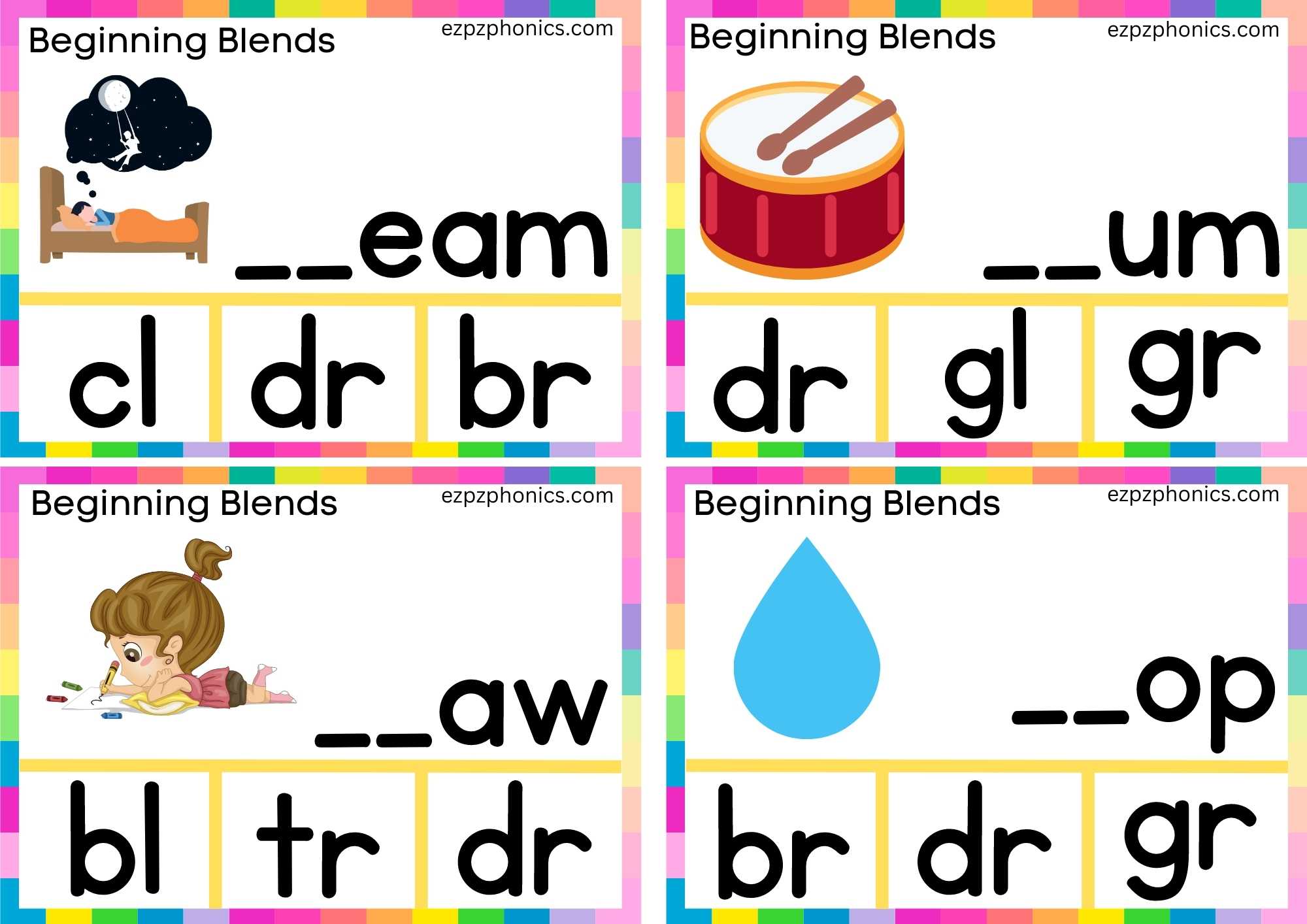 DR Beginning Blends Clip Cards Finish The Words And Clip The Correct ...