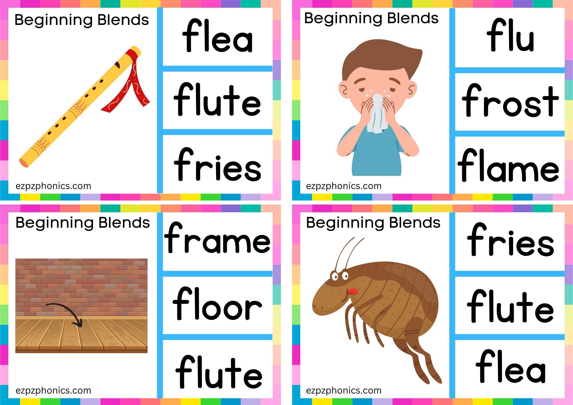 FL Beginning Blends Clip Cards Look At The Image And Clip The Correct ...