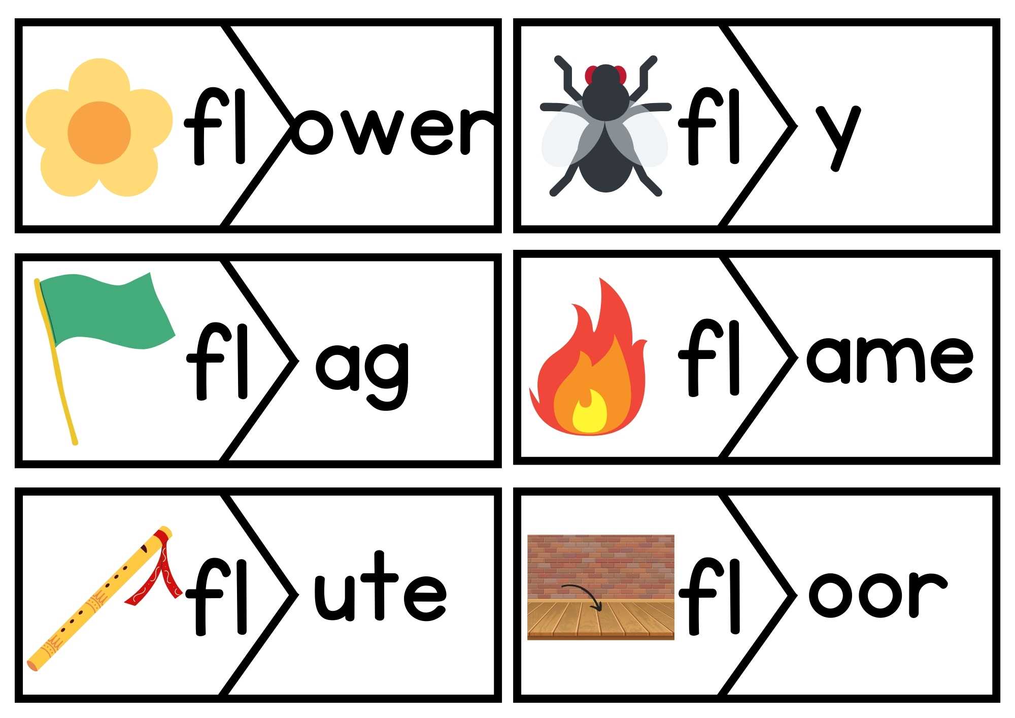 FL Beginning Blends Puzzle Match Phonics Set 1 - ezpzphonics.com