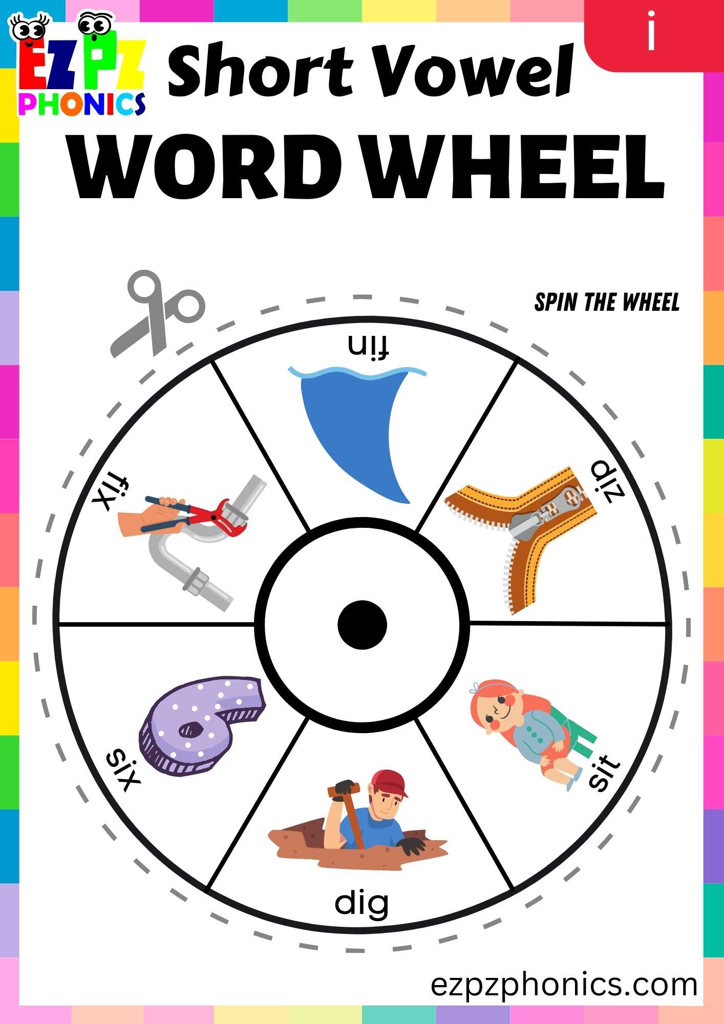 Set 1 Short I Word Wheel Phonics - ezpzphonics.com