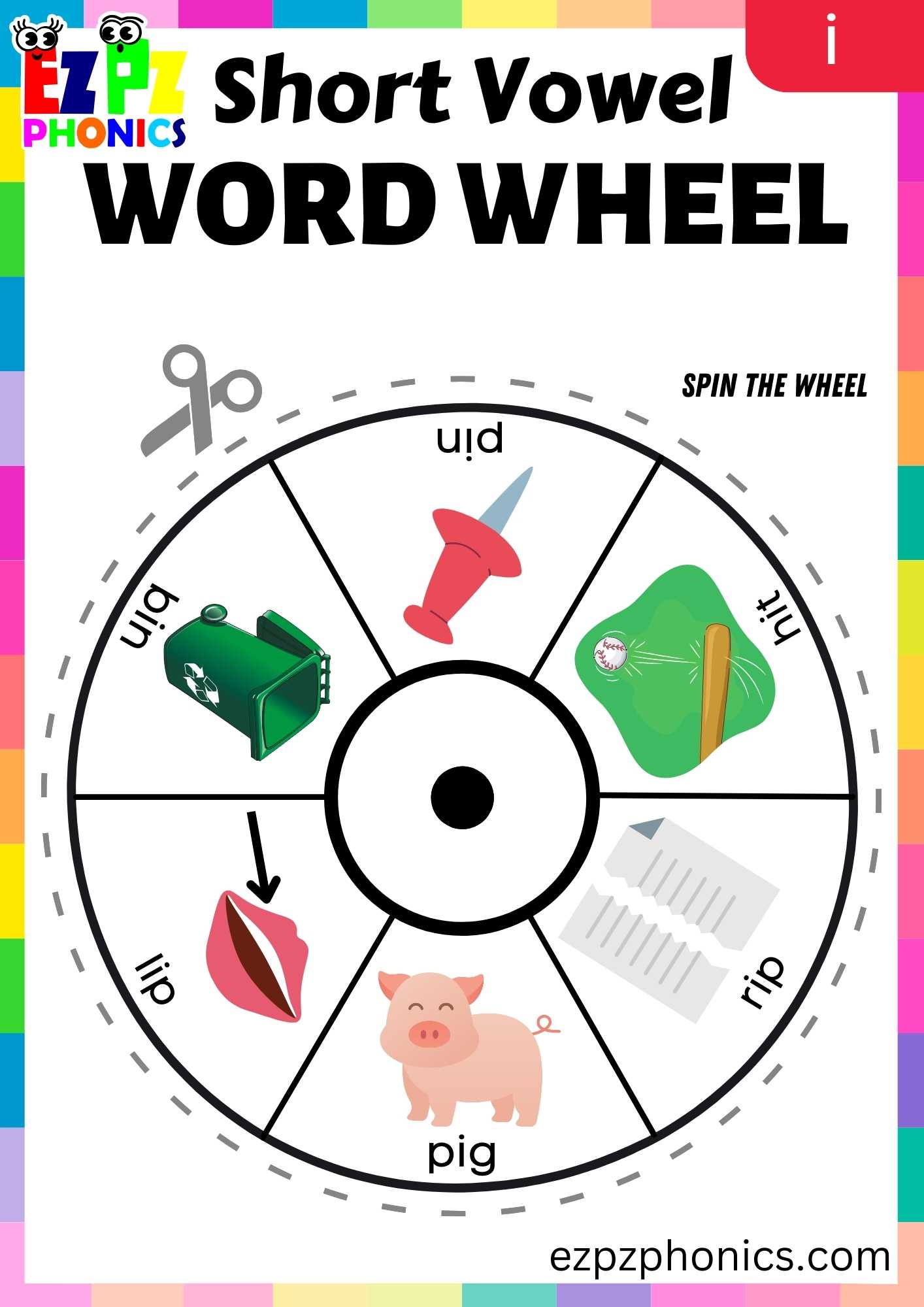 Set 2 Short I Word Wheel Phonics - ezpzphonics.com