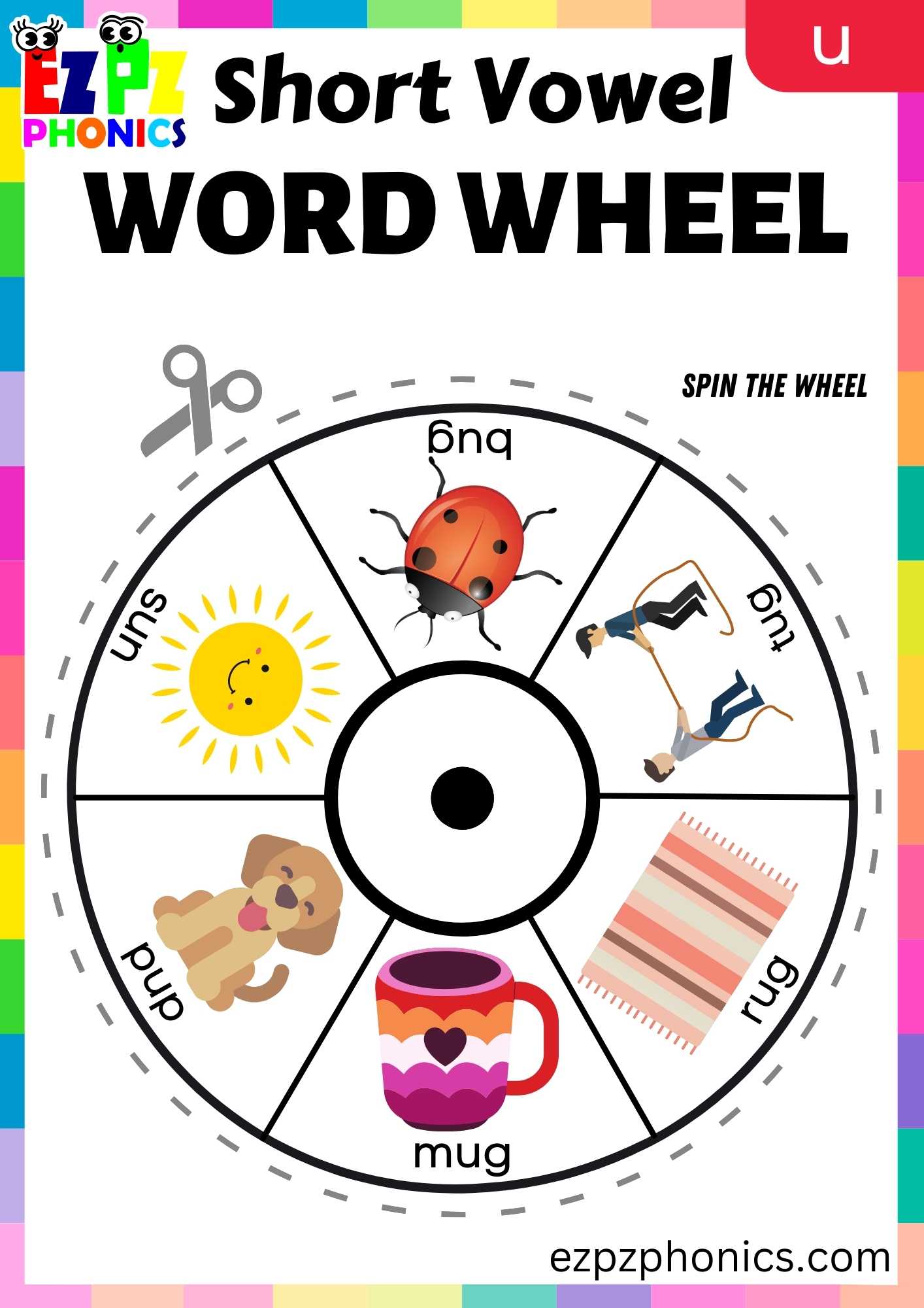 Set 1 Short U Word Wheel Phonics - ezpzphonics.com