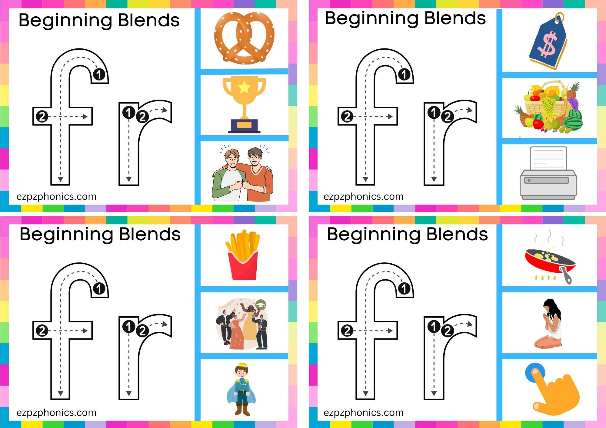 FR Beginning Blends Clip Cards Trace The Letters And Clip The Correct ...
