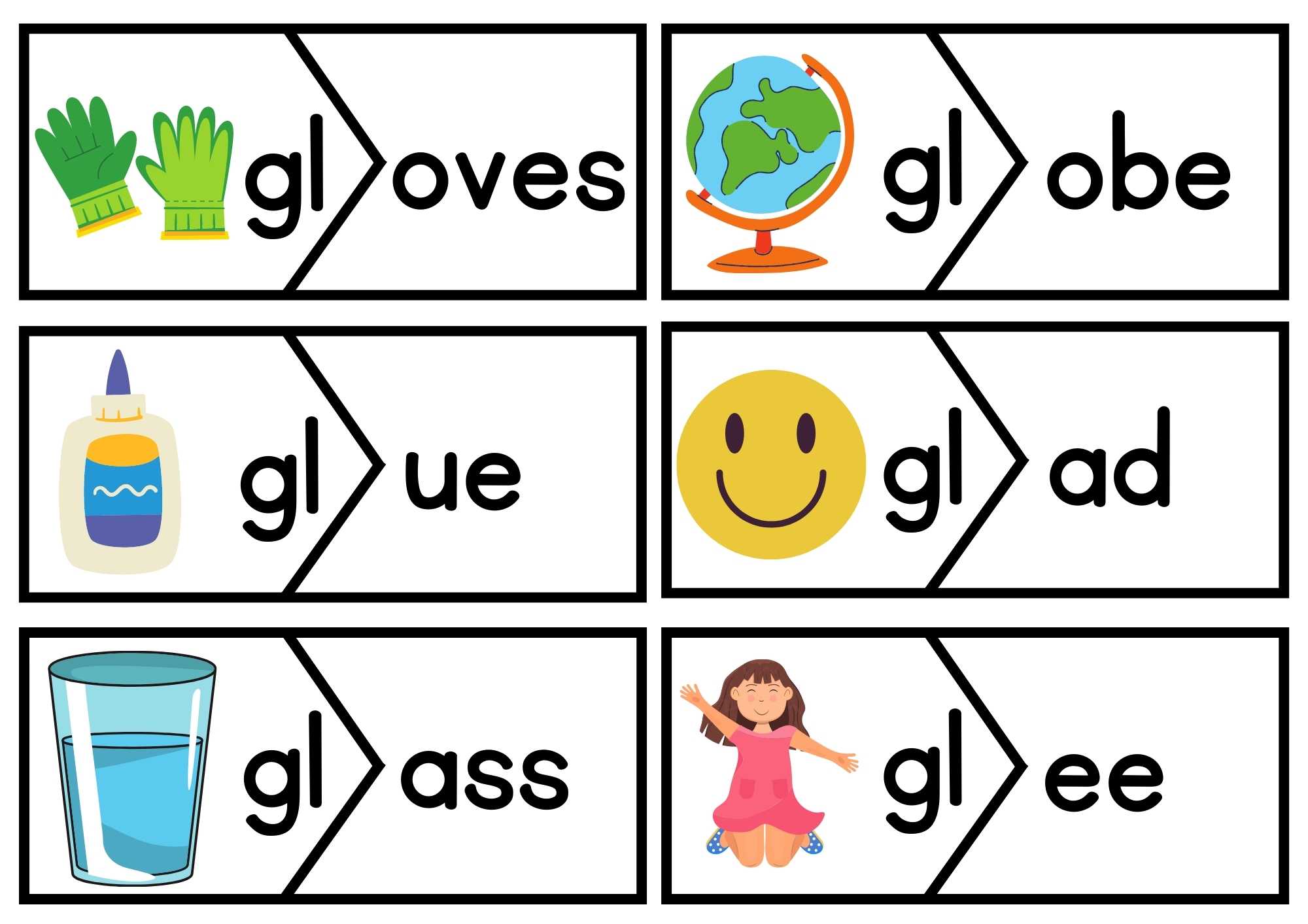 GL Beginning Blends Puzzle Match Phonics Set 1 - ezpzphonics.com