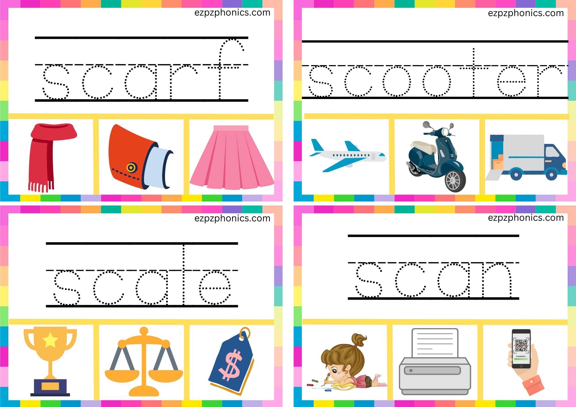 SC Beginning Blends Clip Cards Trace The Words And Clip The Correct ...