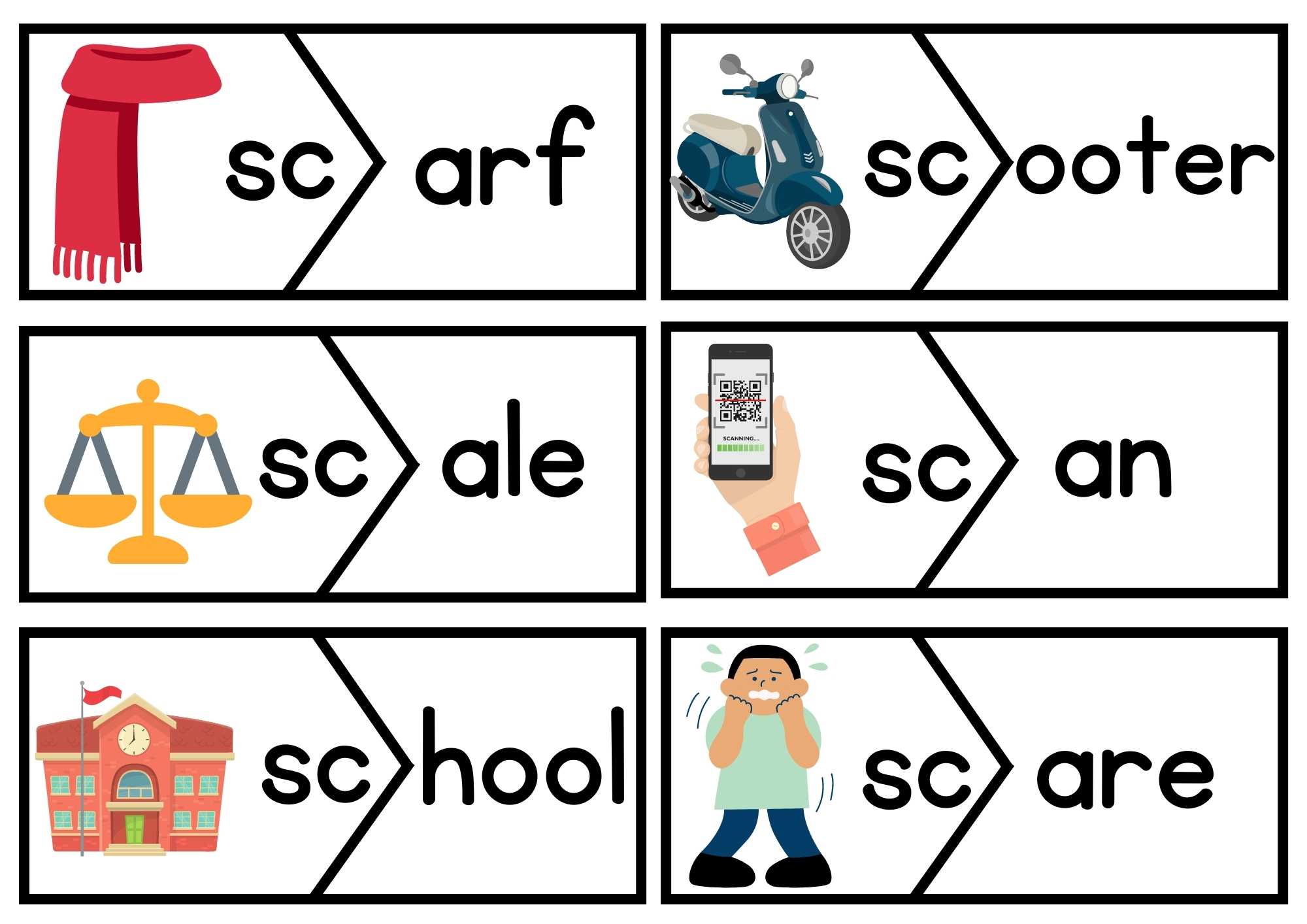 SC Beginning Blends Puzzle Match Phonics Set 1 - ezpzphonics.com