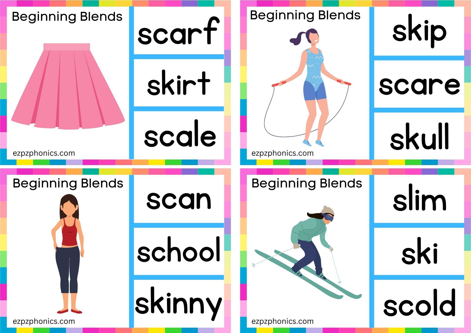 SK Beginning Blends Clip Cards Look At The Image And Clip The Correct ...