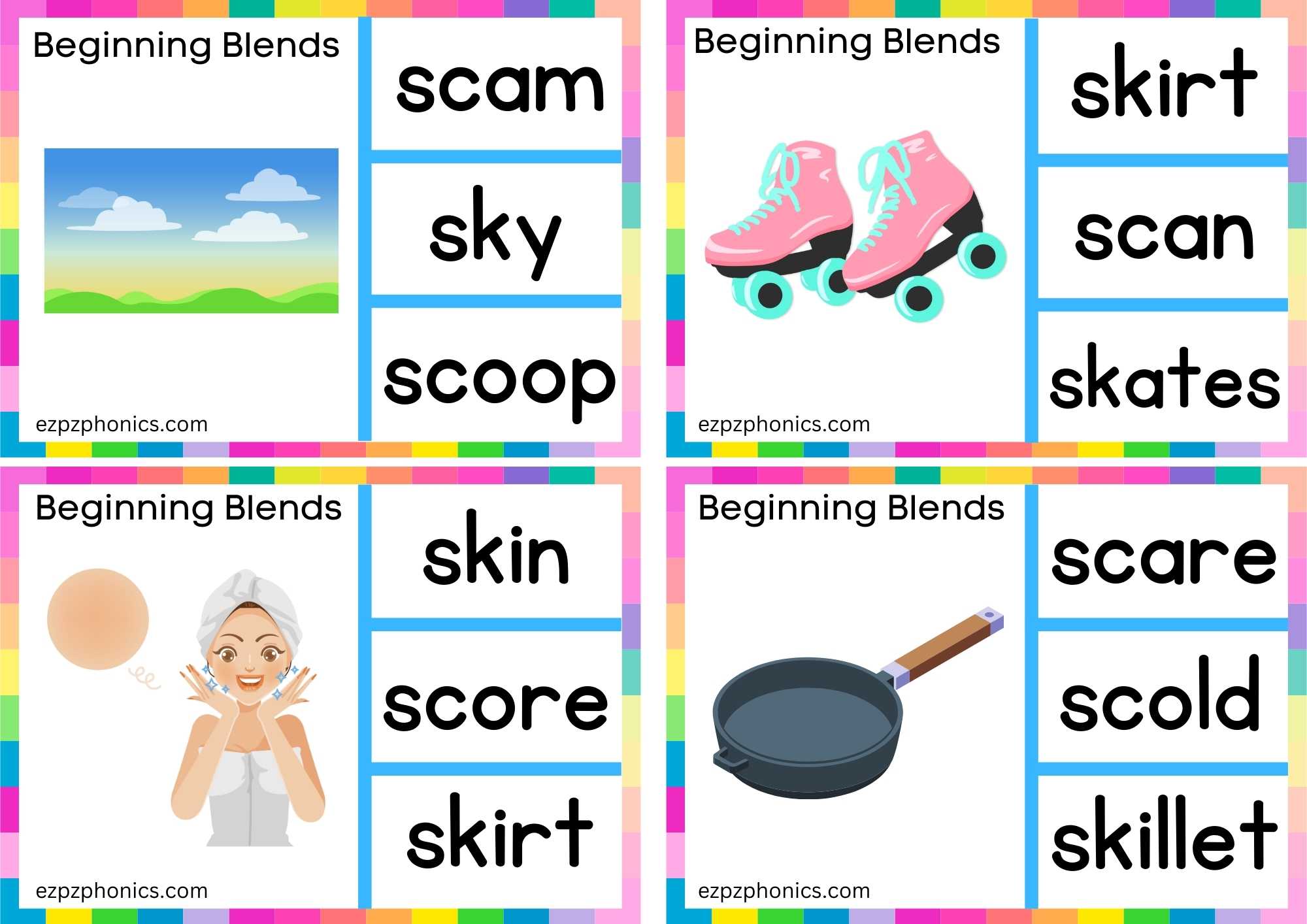 SK Beginning Blends Clip Cards Look At The Image And Clip The Correct ...