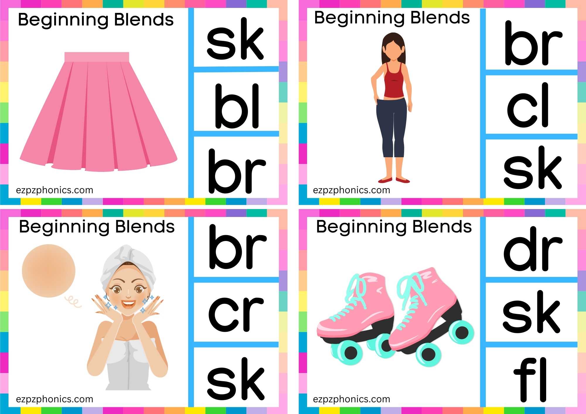SK Beginning Blends Clip Cards Look At The Images And Clip The Correct ...