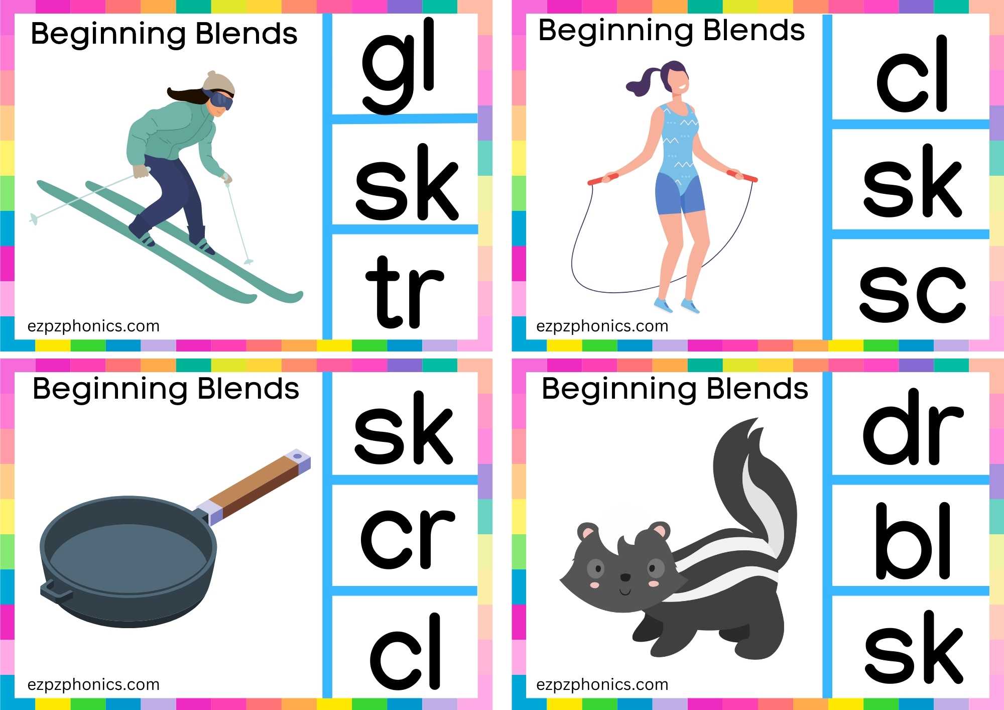 SK Beginning Blends Clip Cards Look At The Images And Clip The Correct ...