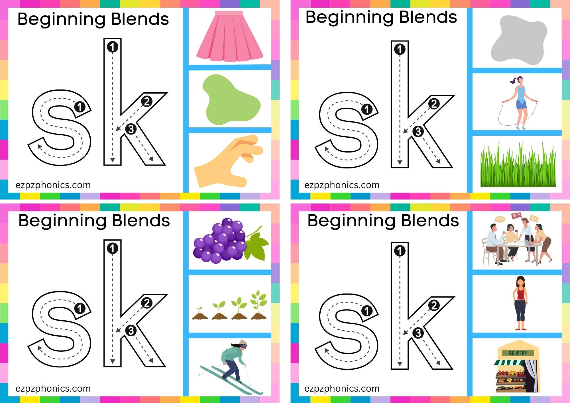 SK Beginning Blends Clip Cards Trace The Letters And Clip The Correct ...