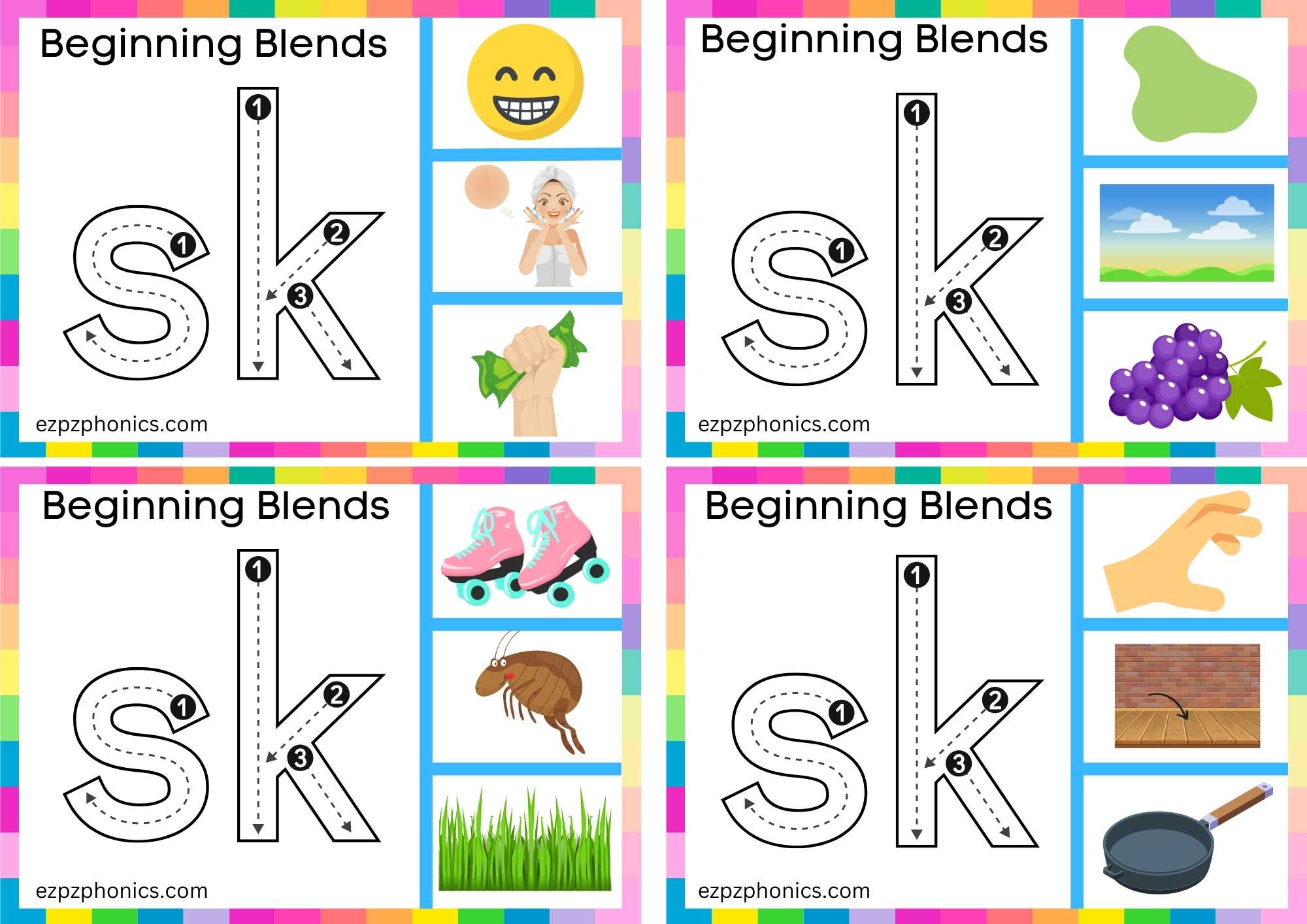 SK Beginning Blends Clip Cards Trace The Letters And Clip The Correct ...