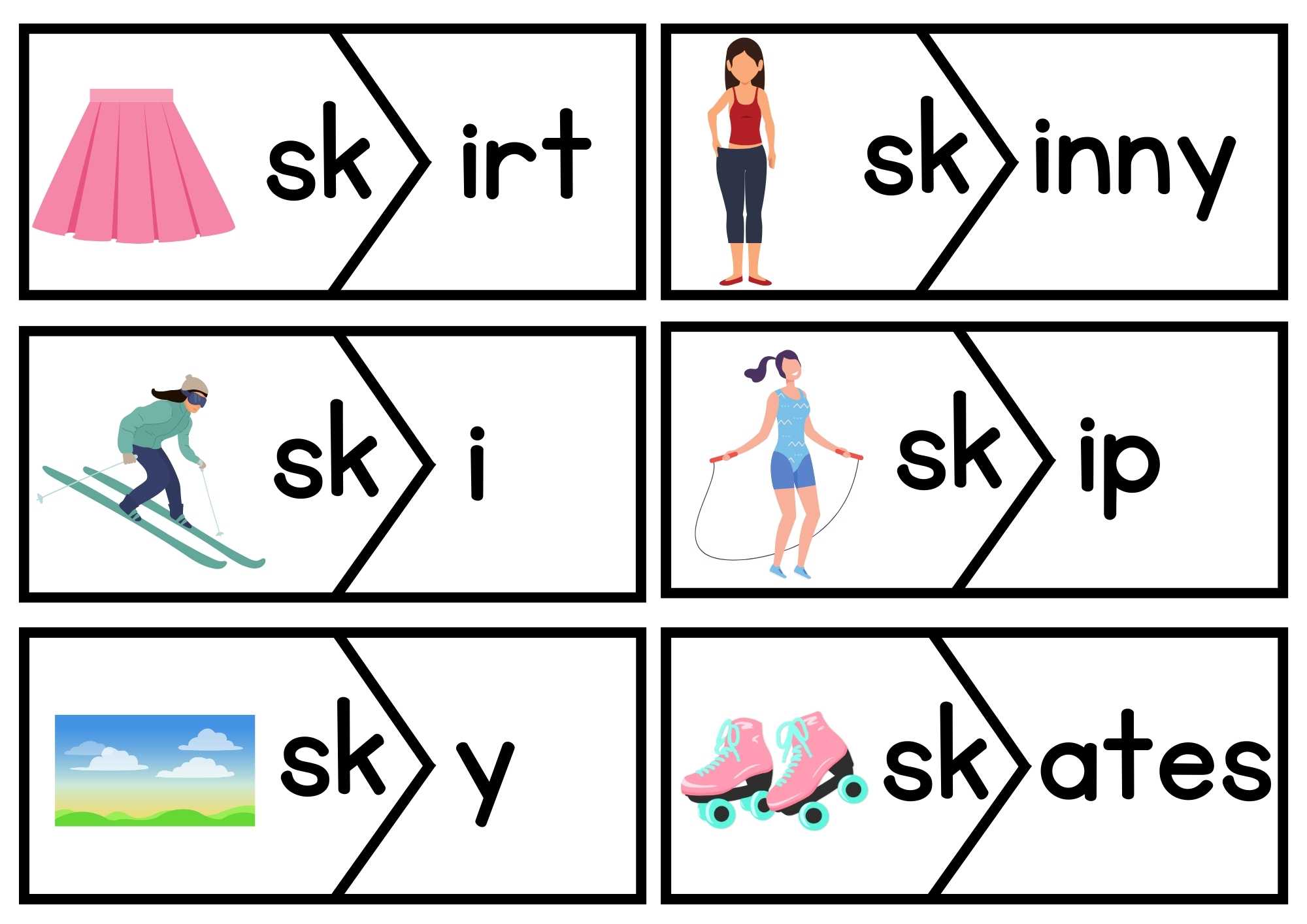 SK Beginning Blends Puzzle Match Phonics Set 1 - ezpzphonics.com