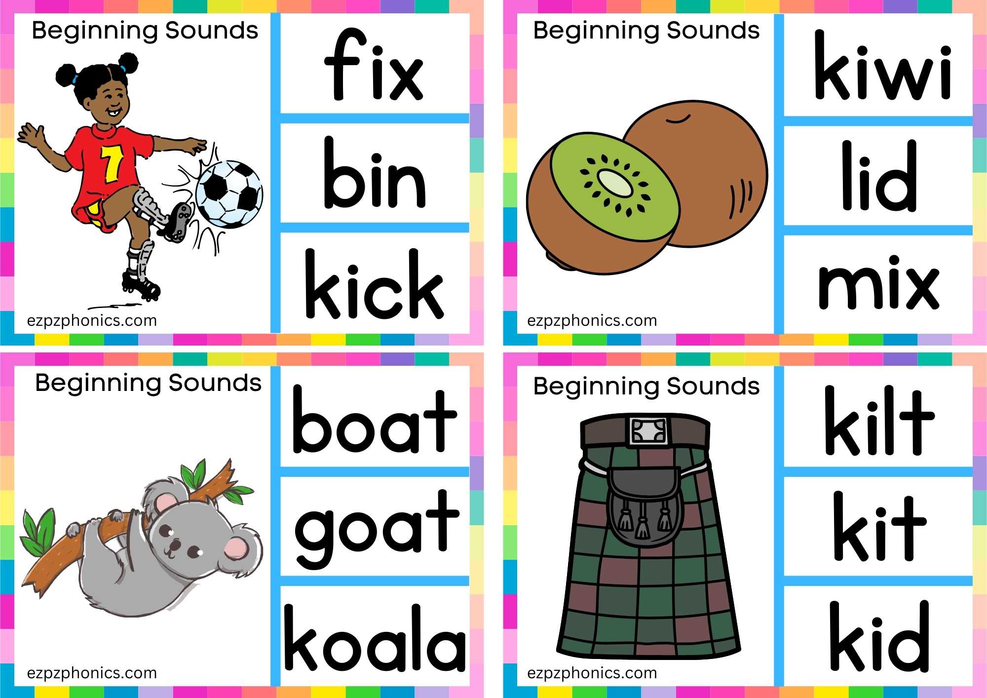 Letter K Look At The Image And Clip The Correct Word Group 2 ...