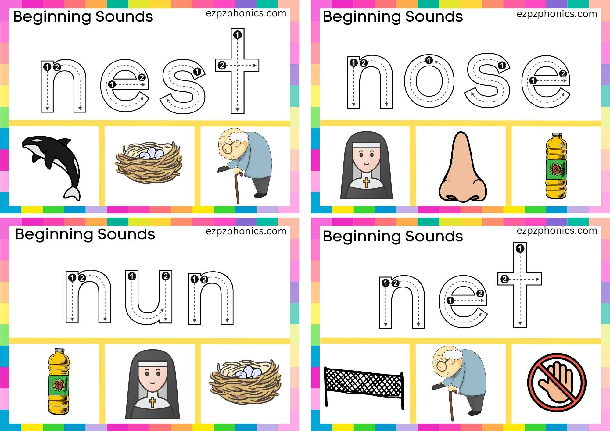 Letter N Trace The Word And Clip The Correct Image Group 1 ...