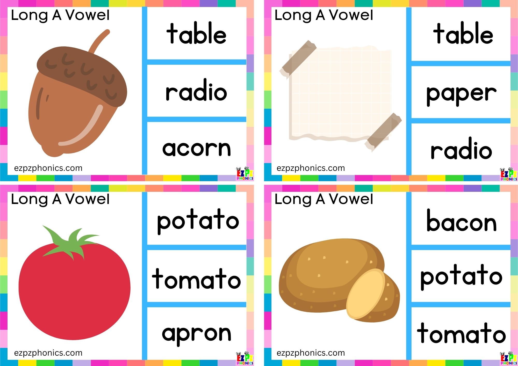 Long a vowel a words Look at the image and clip the correct word Clip ...