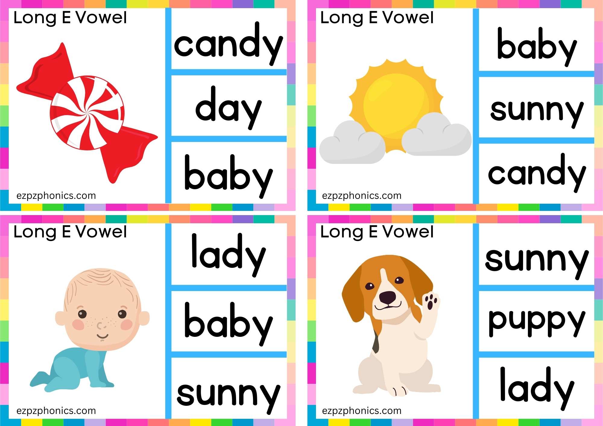 y words Look at the image and clip the correct word Long e vowel Clip ...