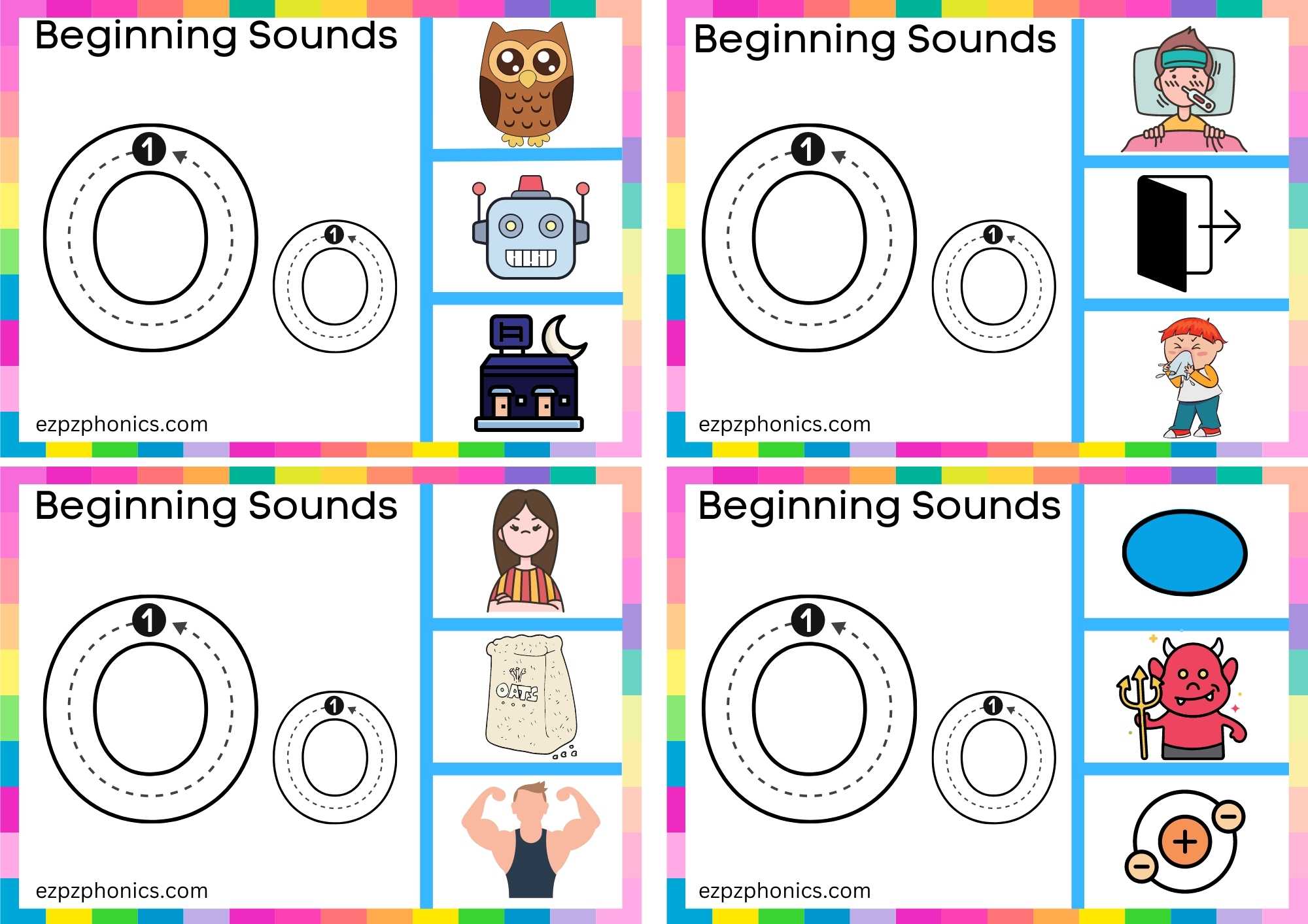 Trace The Letter O And Clip The Image Set 1 - ezpzphonics.com