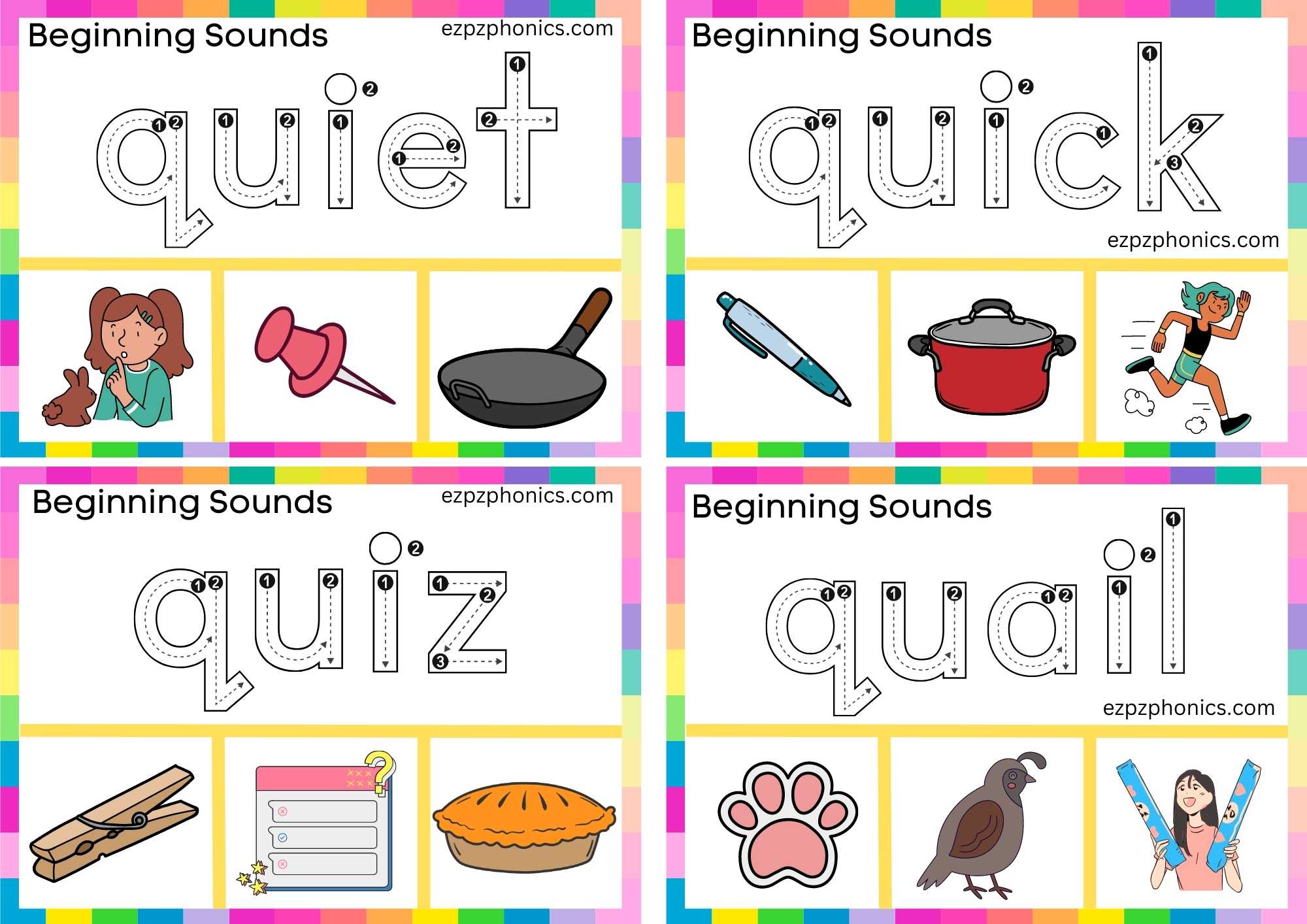 Letter Q Trace The Word And Clip The Correct Image Group 2 ...