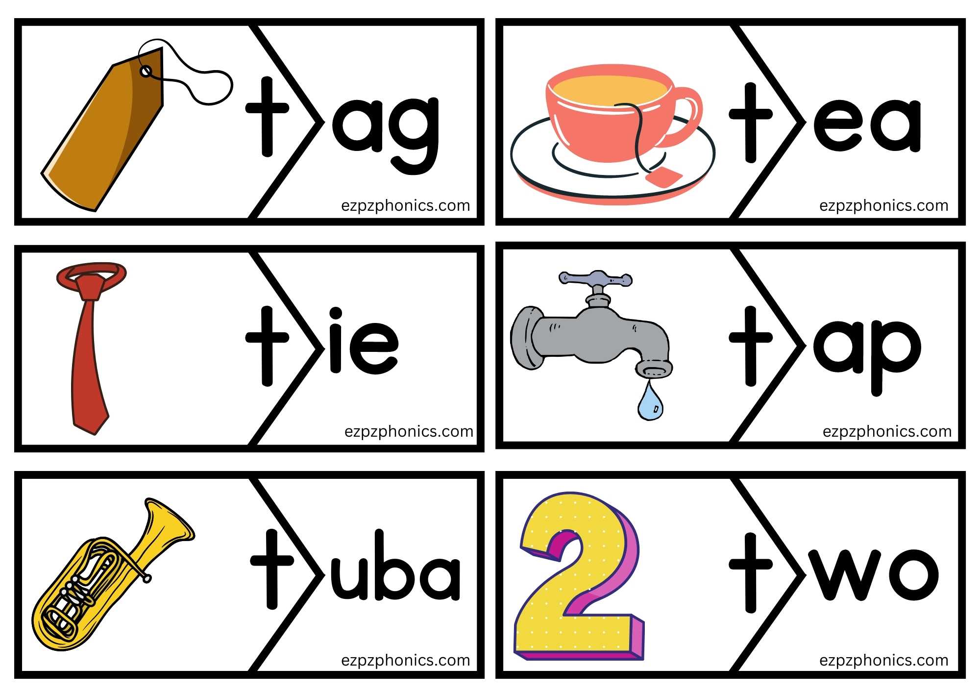 Letter T Puzzle Word Match 1 - ezpzphonics.com