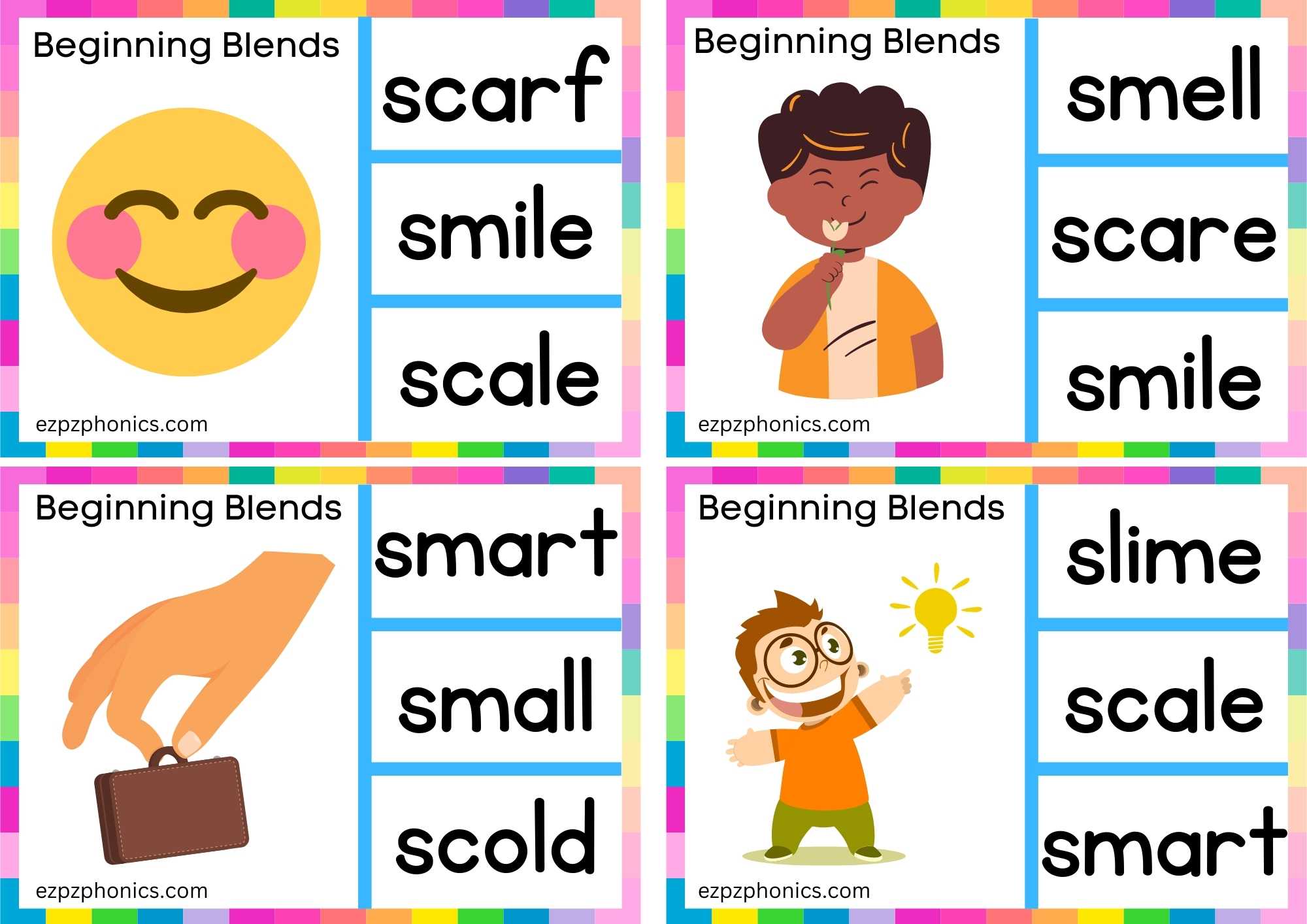 SM Beginning Blends Clip Cards Look At The Image And Clip The Correct ...