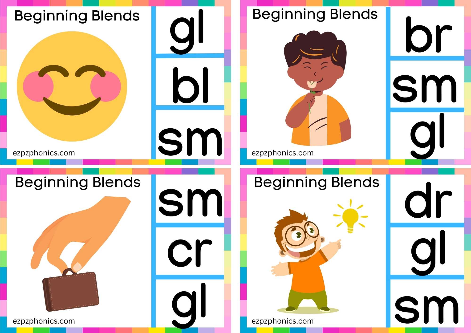 SM Beginning Blends Clip Cards Look At The Images And Clip The Correct ...