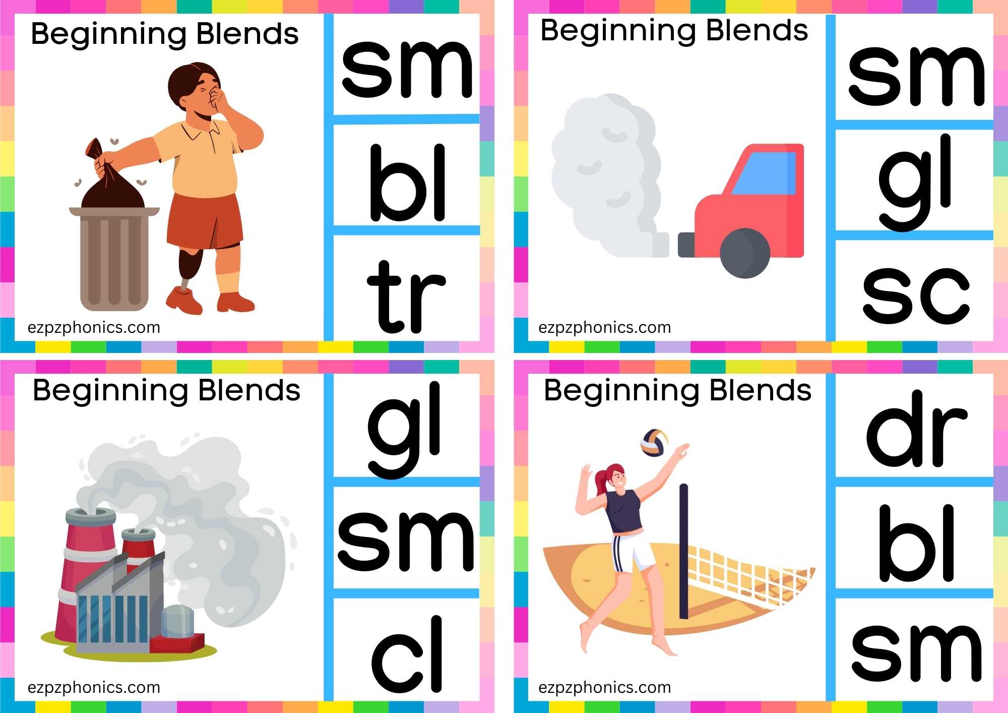 SM Beginning Blends Clip Cards Look At The Images And Clip The Correct ...