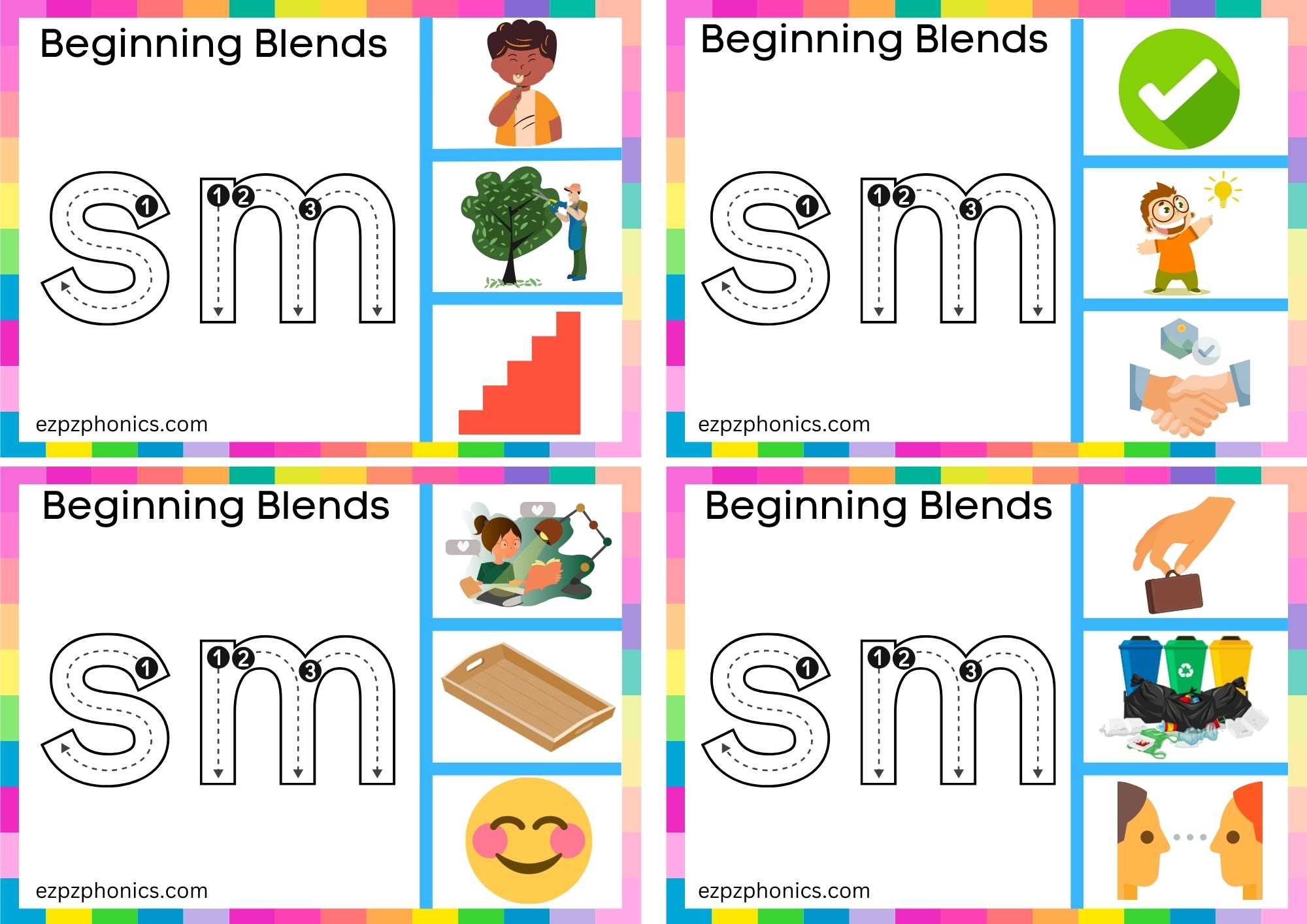 SM Beginning Blends Clip Cards Trace The Letters And Clip The Correct ...