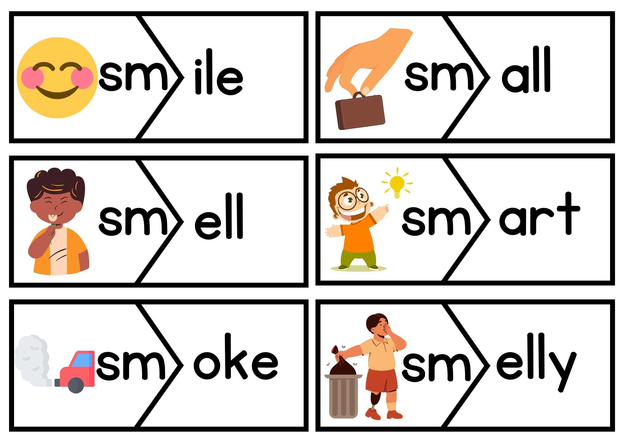 SM Beginning Blends Puzzle Match Phonics Set 1 - ezpzphonics.com