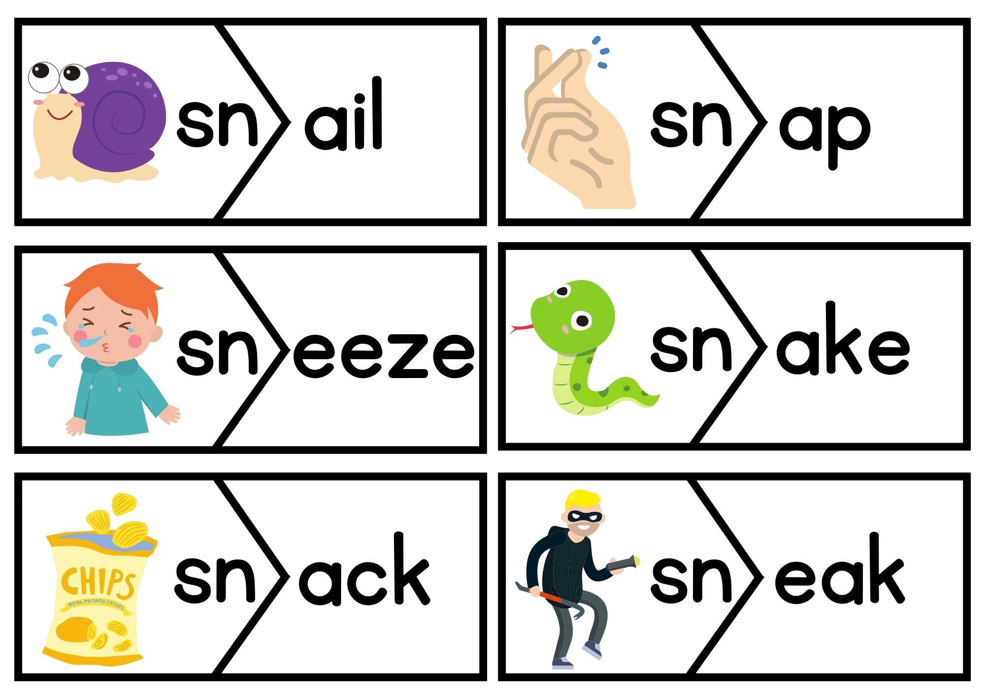 SN Beginning Blends Puzzle Match Phonics Set 1 - ezpzphonics.com