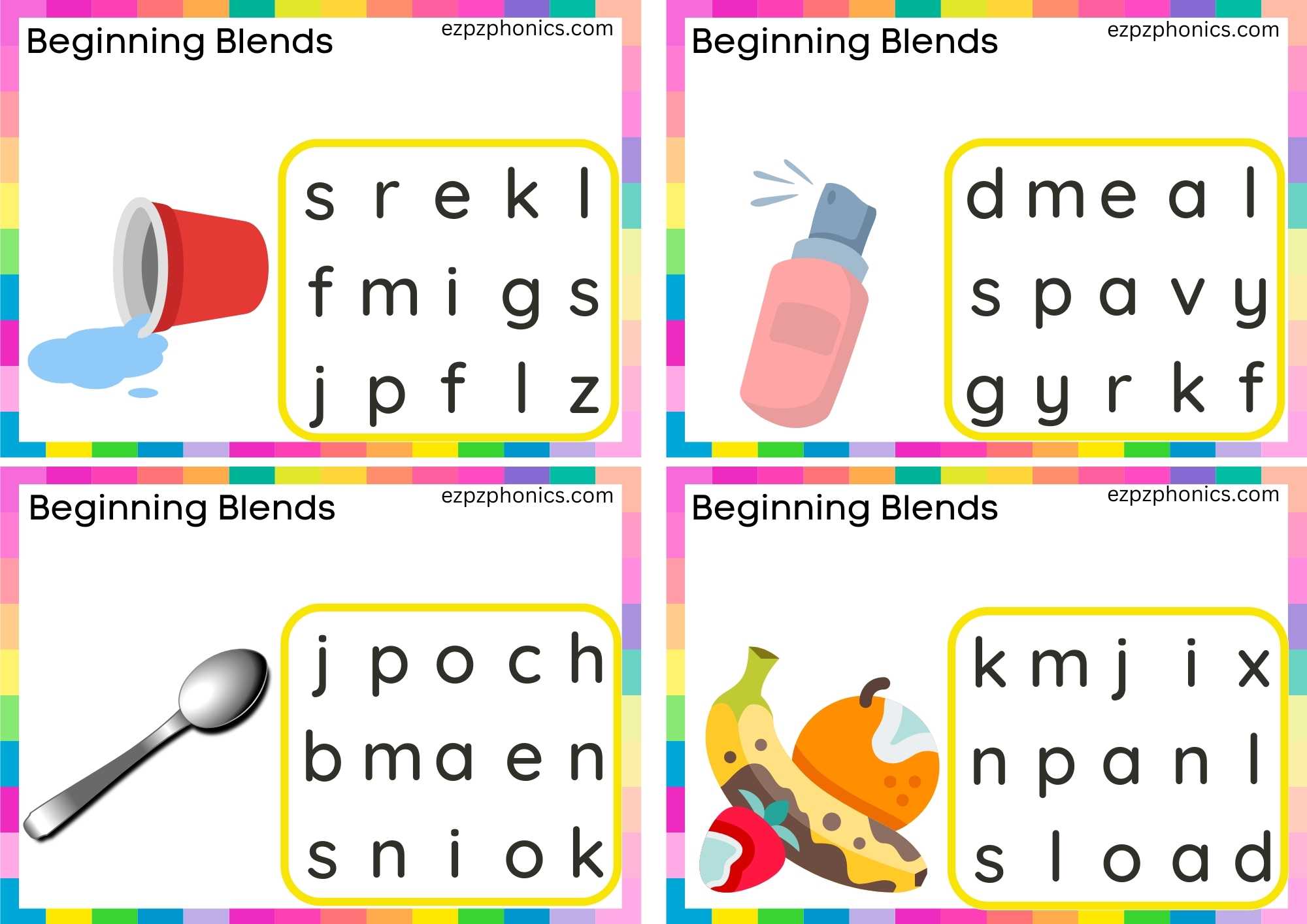 SP Beginning Blends Activity Circle The Correct Letters To Make The ...