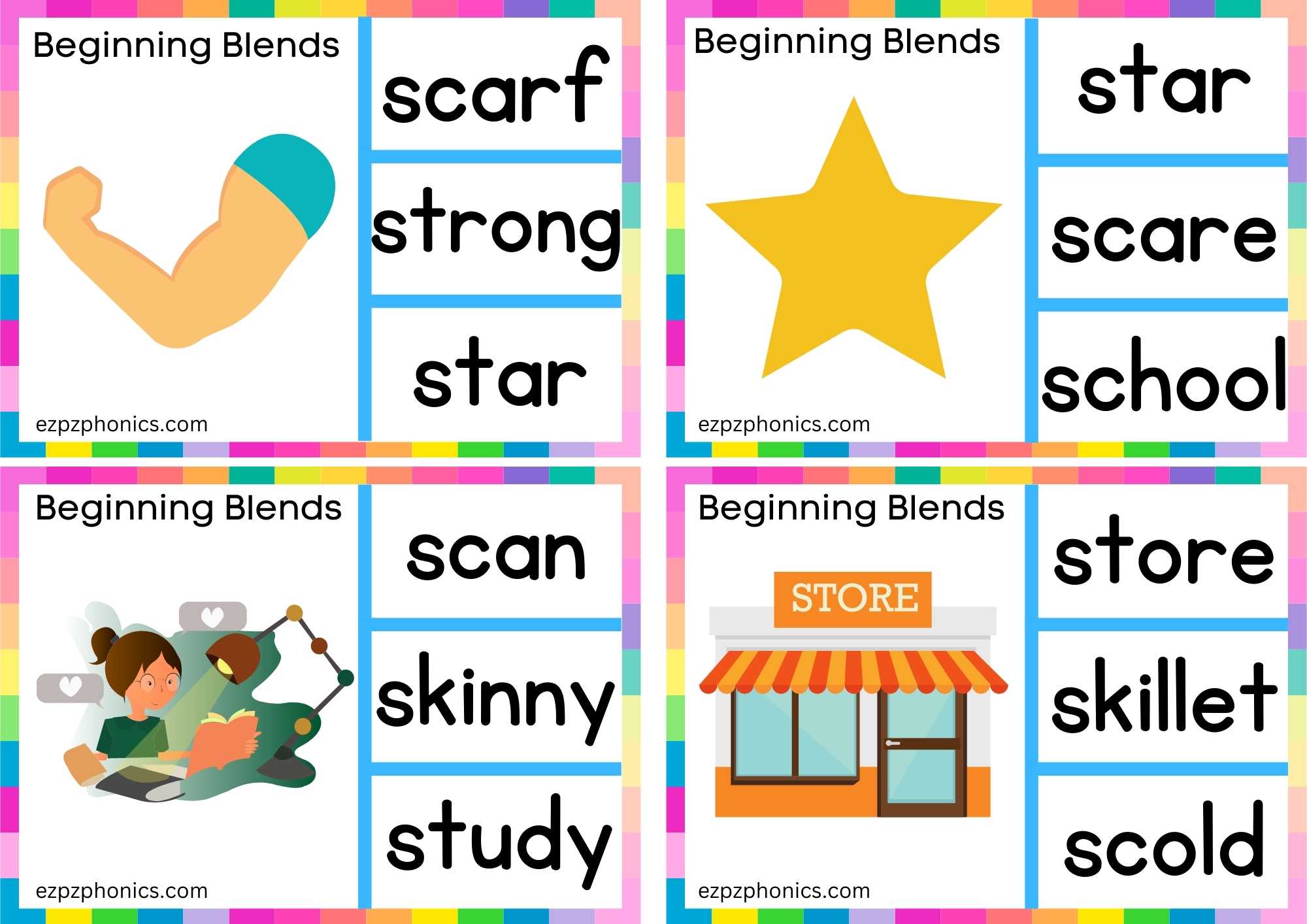ST Beginning Blends Clip Cards Look At The Image And Clip The Correct ...