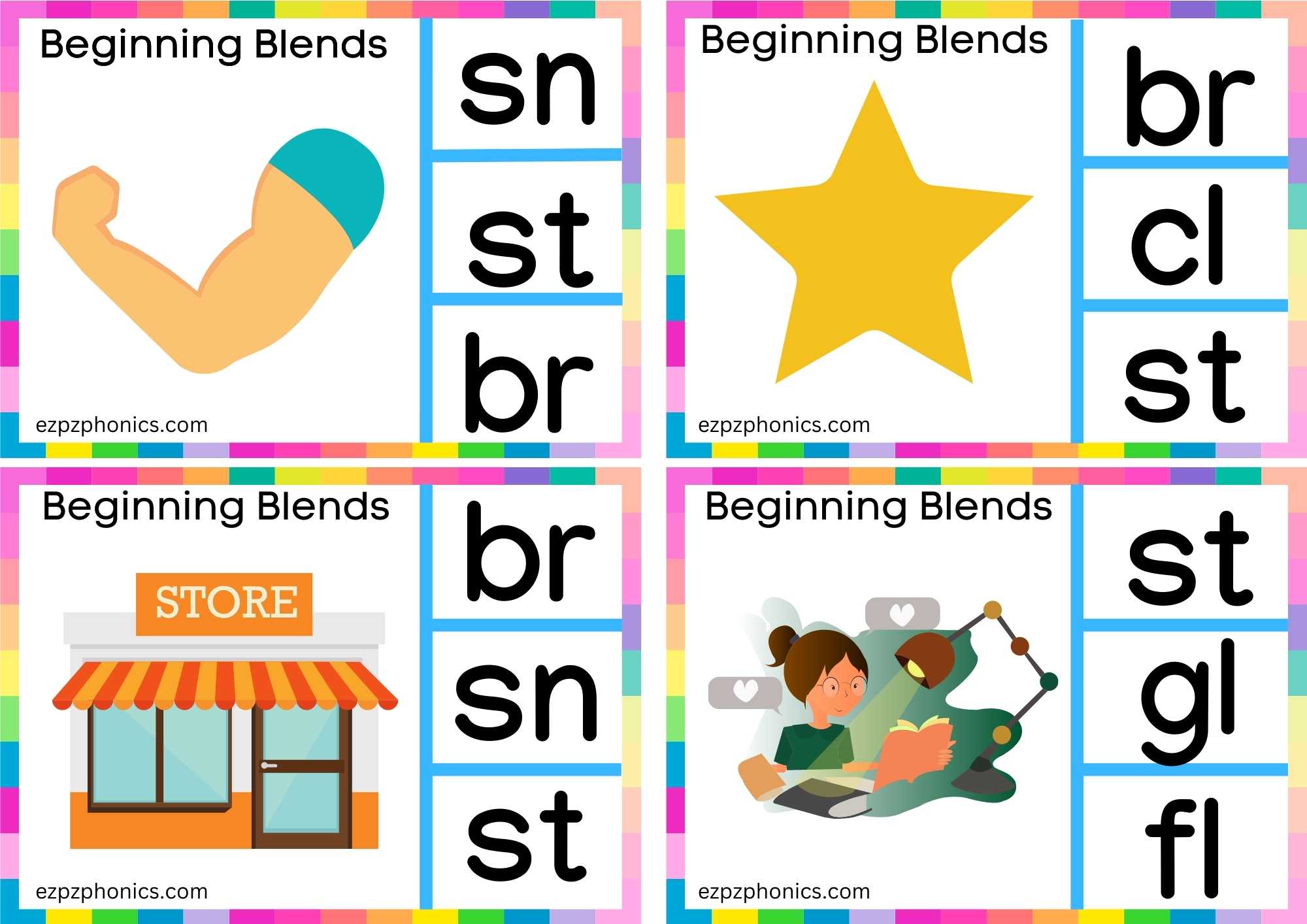 ST Beginning Blends Clip Cards Look At The Images And Clip The Correct ...