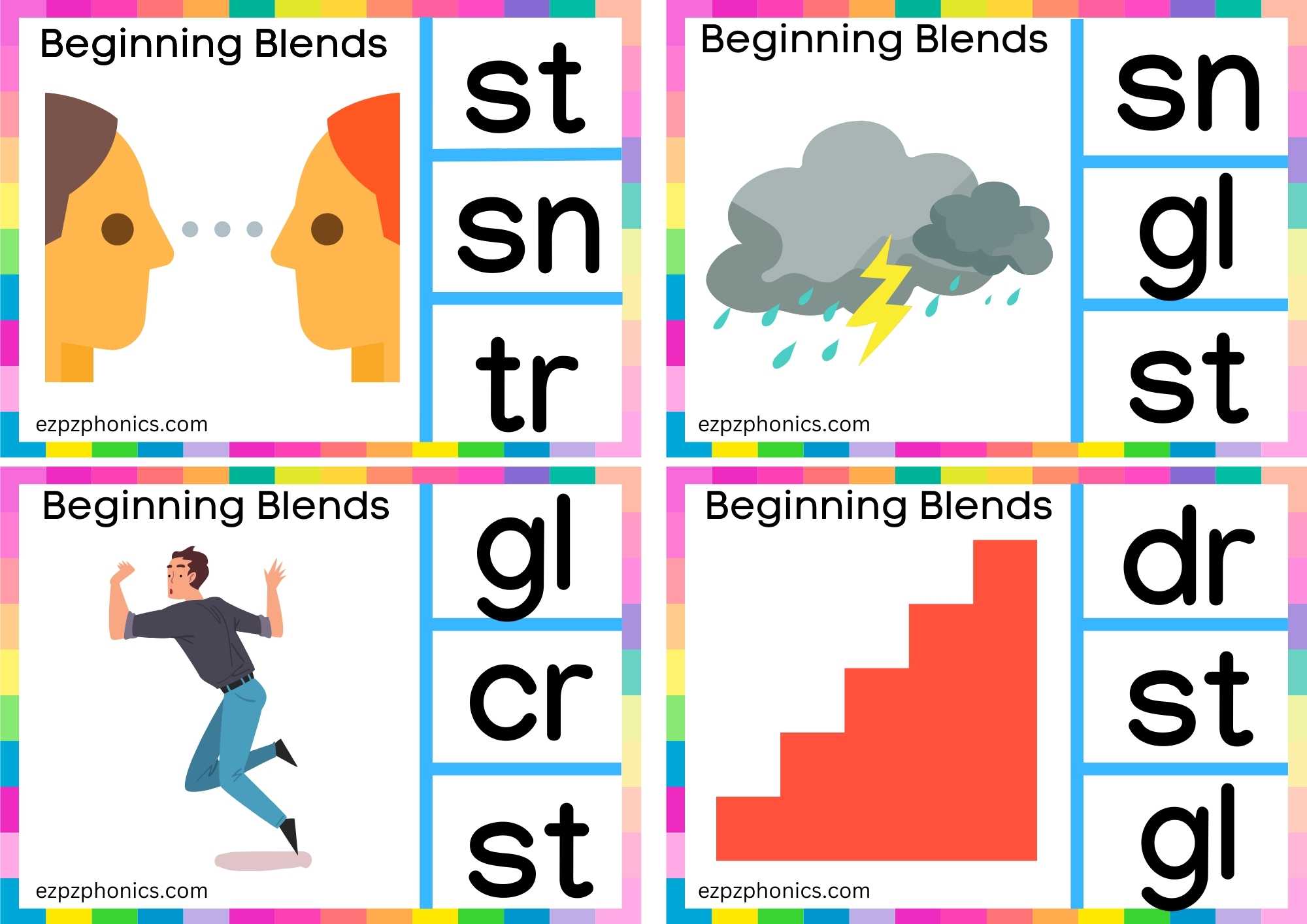ST Beginning Blends Clip Cards Look At The Images And Clip The Correct ...