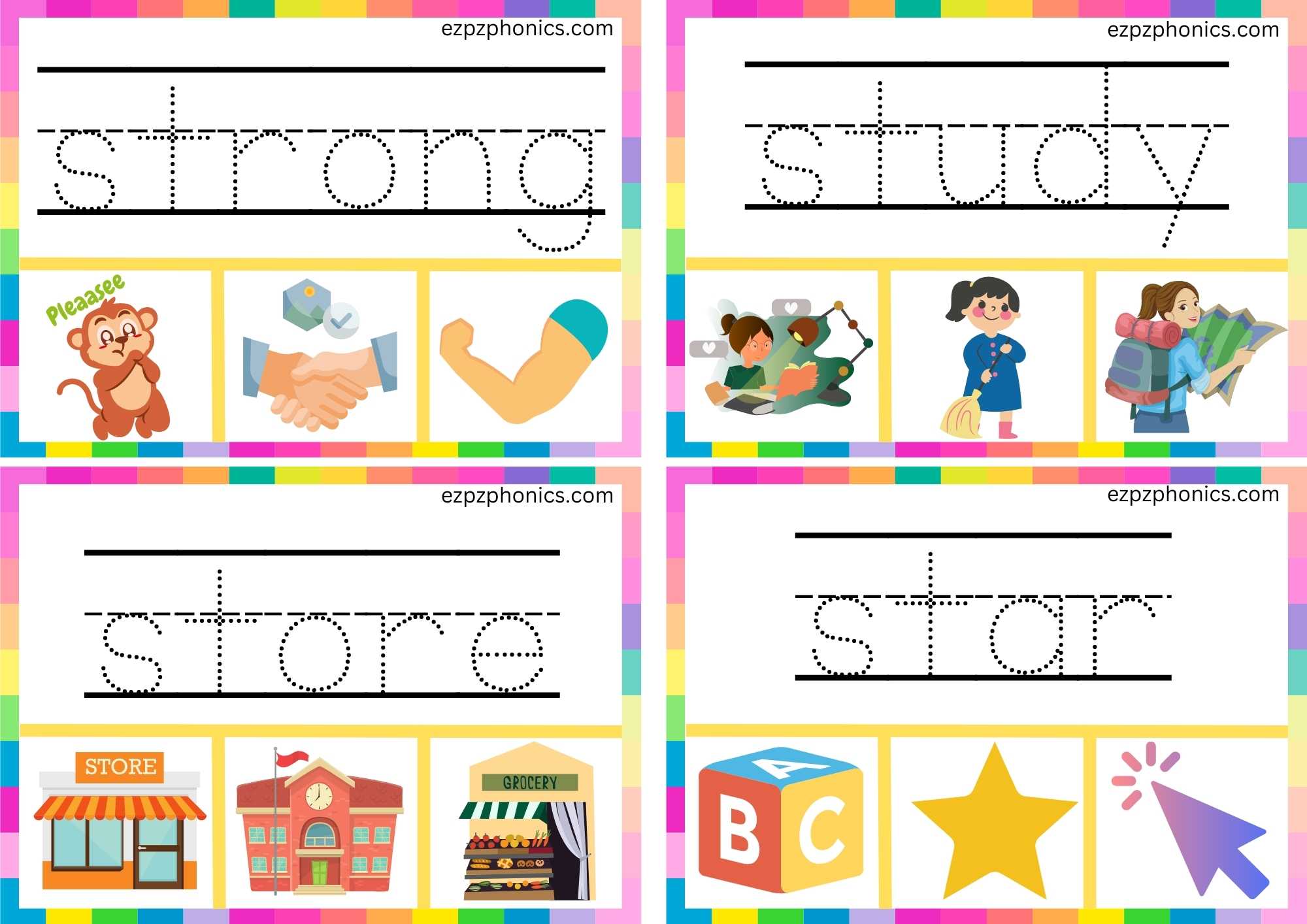 ST Beginning Blends Clip Cards Trace The Words And Clip The Correct ...