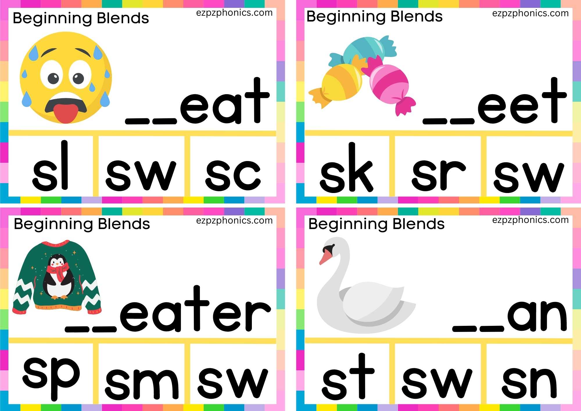 SW Beginning Blends Clip Cards Finish The Words And Clip The Correct ...