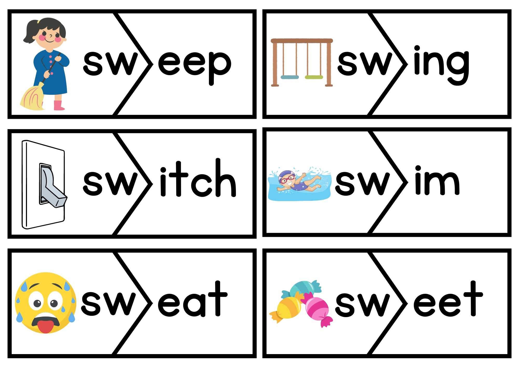 SW Beginning Blends Puzzle Match Phonics Set 1 - ezpzphonics.com